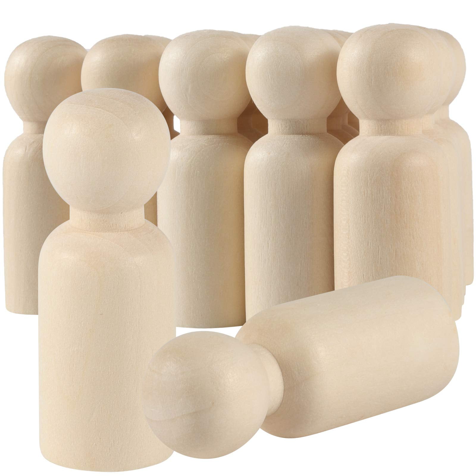 ZEONHAK 120 Pack Natural EC36 Unfinished Wooden Peg Dolls, Wooden Peg ...