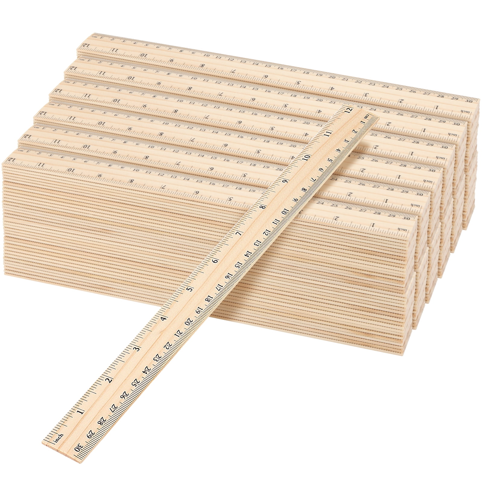 ZEONHAK 144 PCS 12 Inch Wooden Rulers, 30cm Double Scale Wood Rulers ...