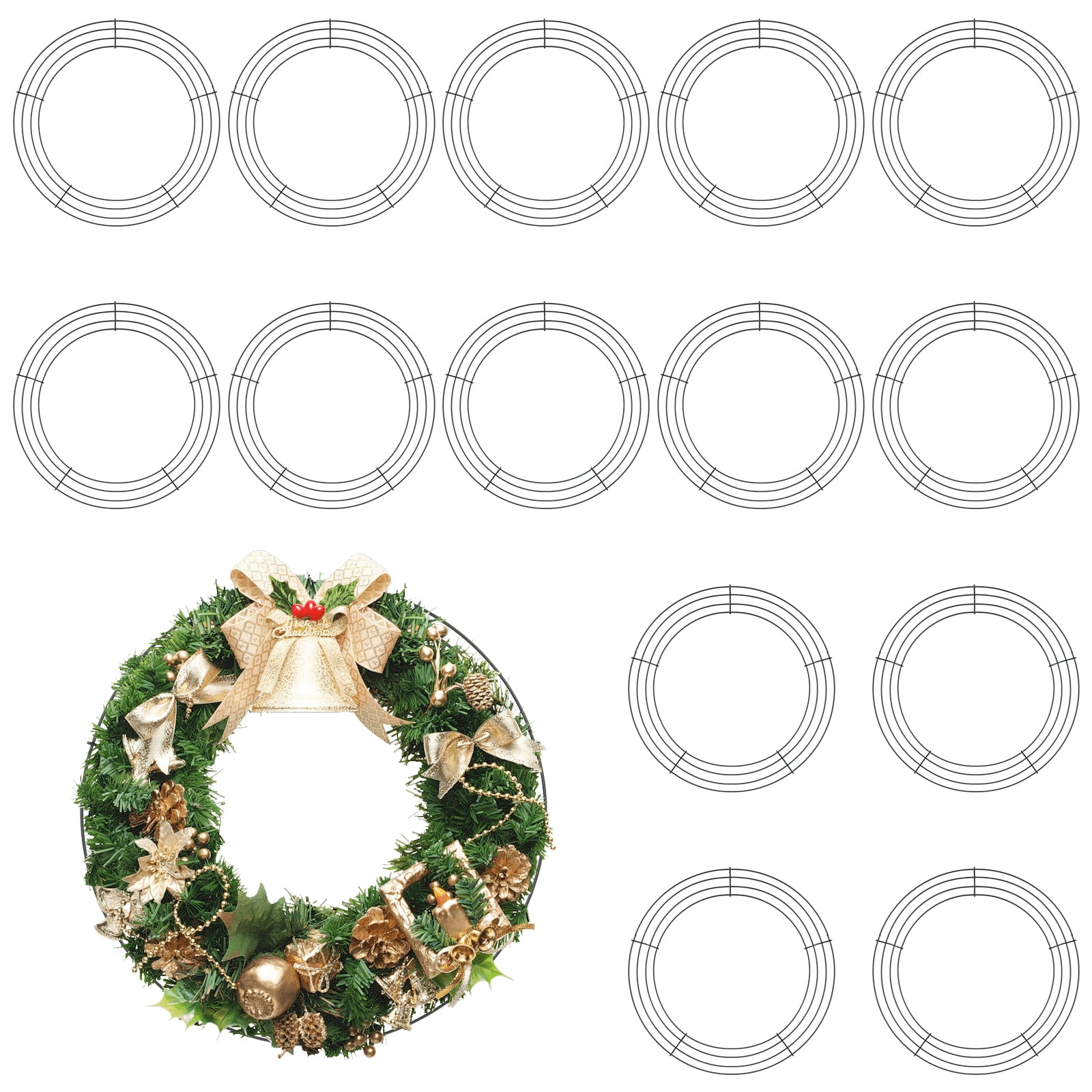 ZEONHAK 15 Pack 10 Inch Green Wire Wreath Frames, Round Metal Wreath ...