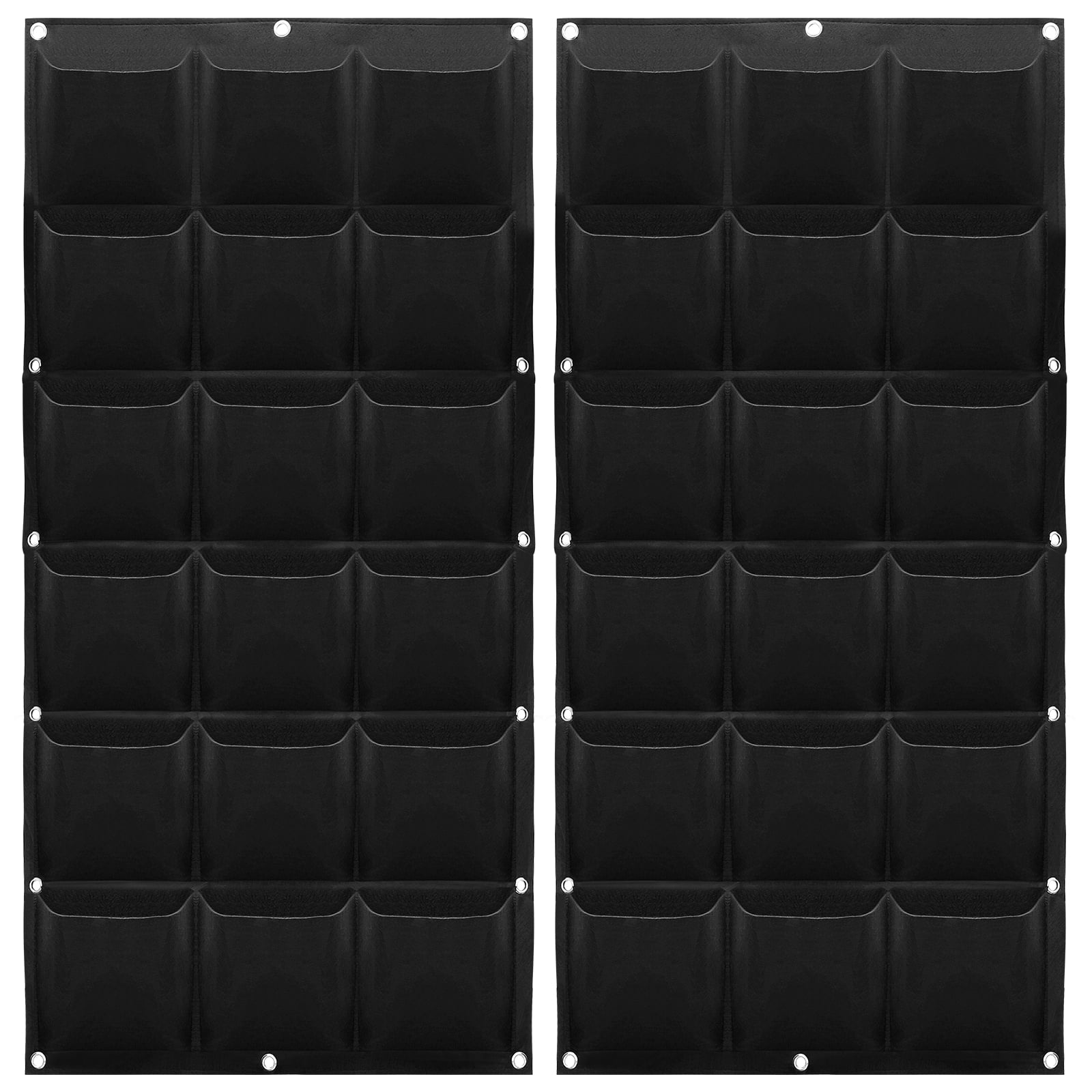 ZEONHAK 2 Pack 18 Pockets Black Wall Plant Bags, Hanging Grow Bags Felt ...