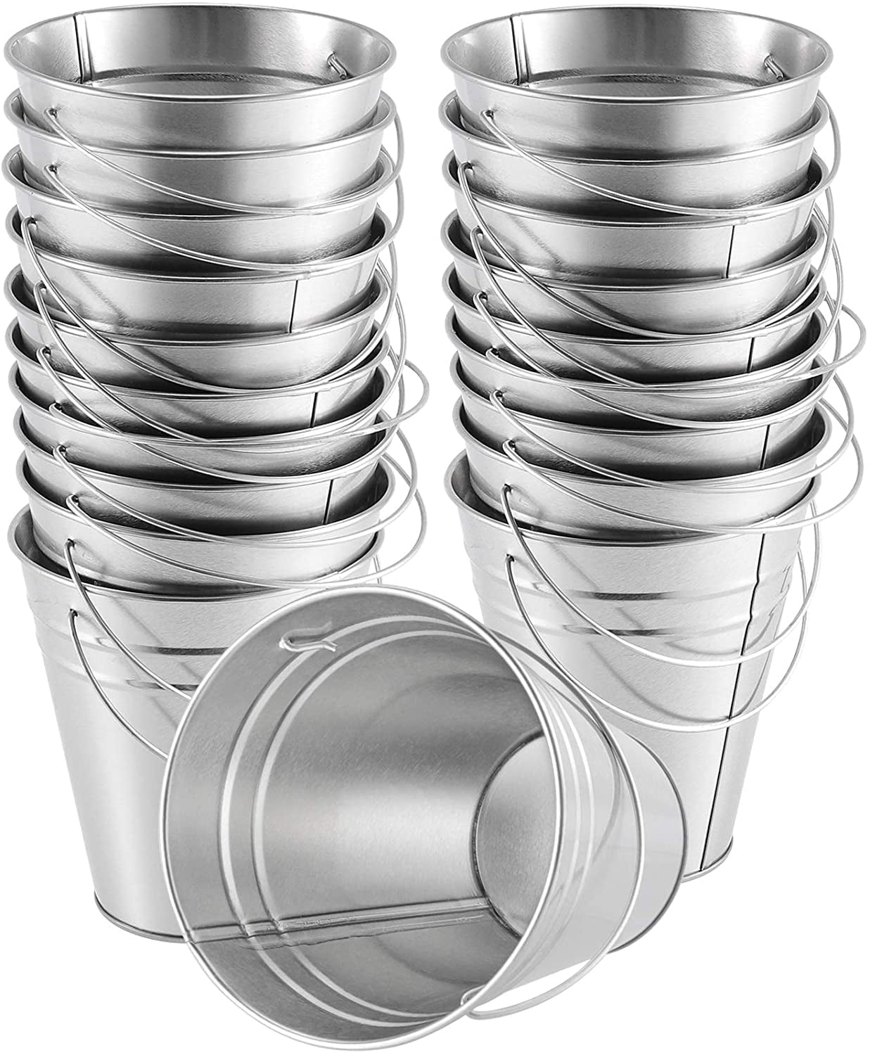 ZEONHAK 20 Pack 4.5" x 5" Galvanized Metal Buckets, Mini Galvanized ...