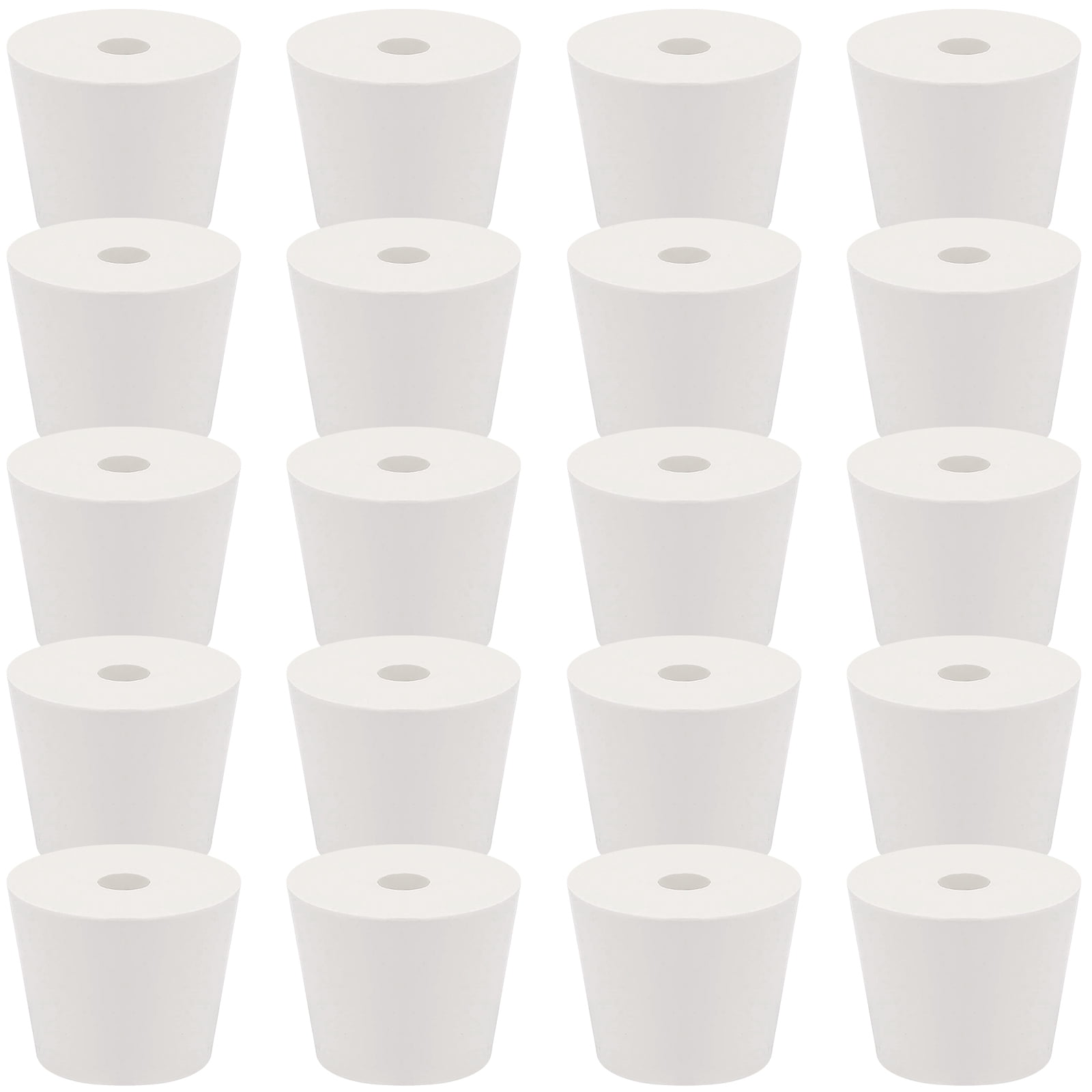 ZEONHAK 20pcs 1 Inch White Drilled Rubber Stopper #6, Tapered Drilled ...