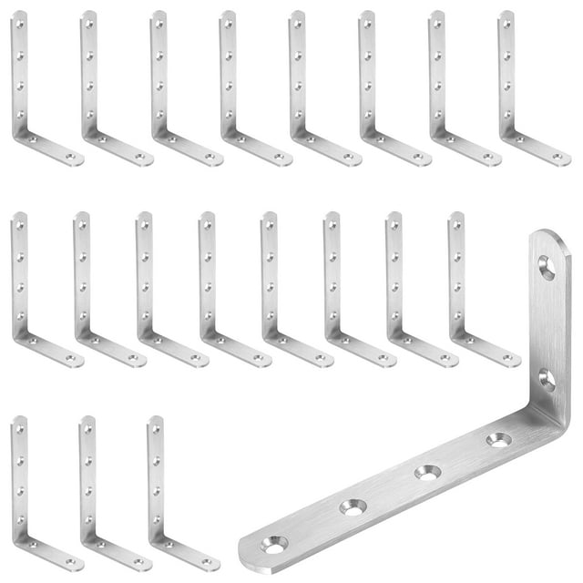 ZEONHAK 20pcs 5 x 3 Inch Sliver Shelf Bracket, L Shape Brackets with ...