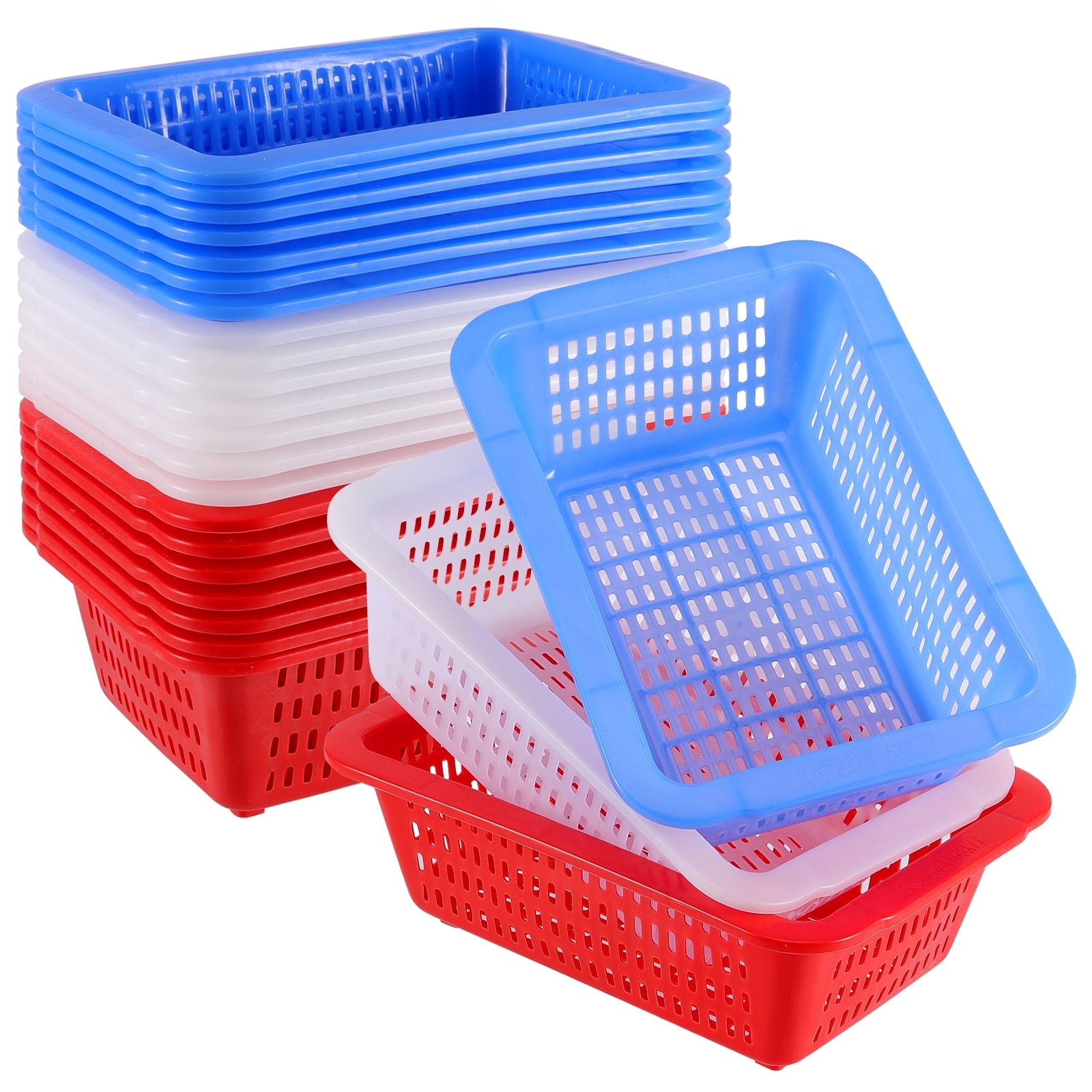 ZEONHAK 24 Pack Plastic Storage Baskets, Colorful Organizer Bins ...