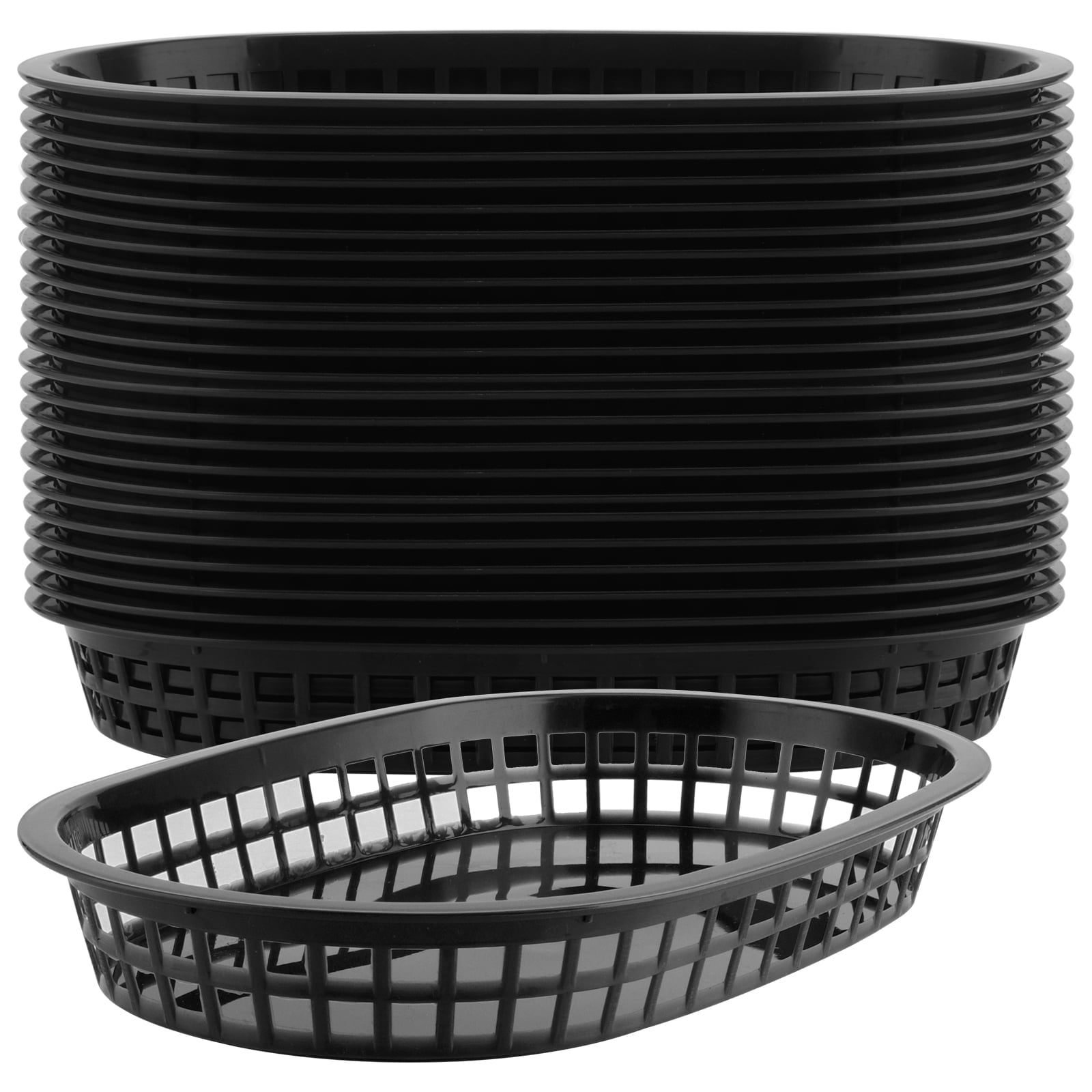 ZEONHAK 24 Pack Black Fast Food Basket, Boat Shaped Try, Fast Food ...