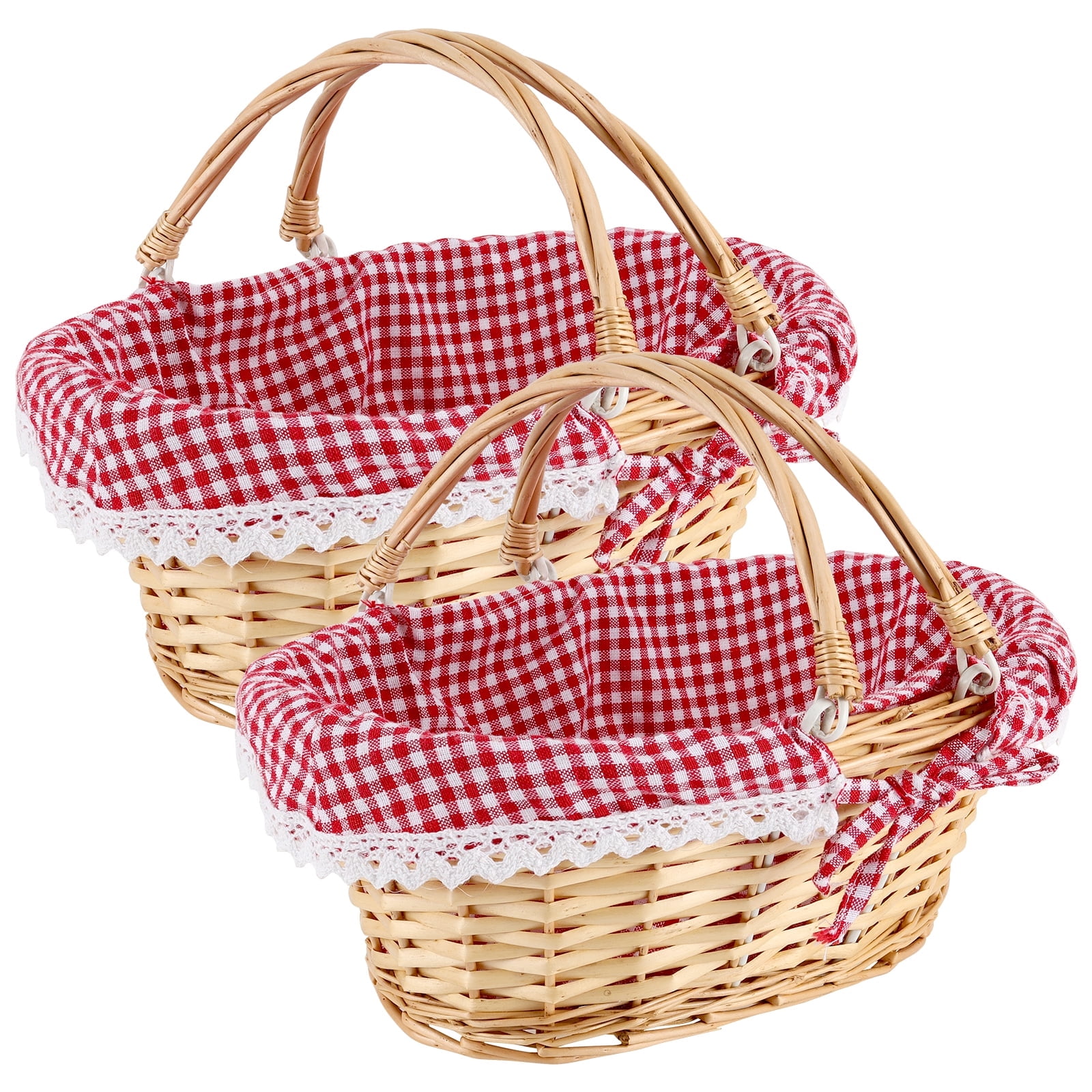 ZEONHAK 2pcs 13 Inch Wicker Picnic Baskets, Hand Woven Baskets with ...