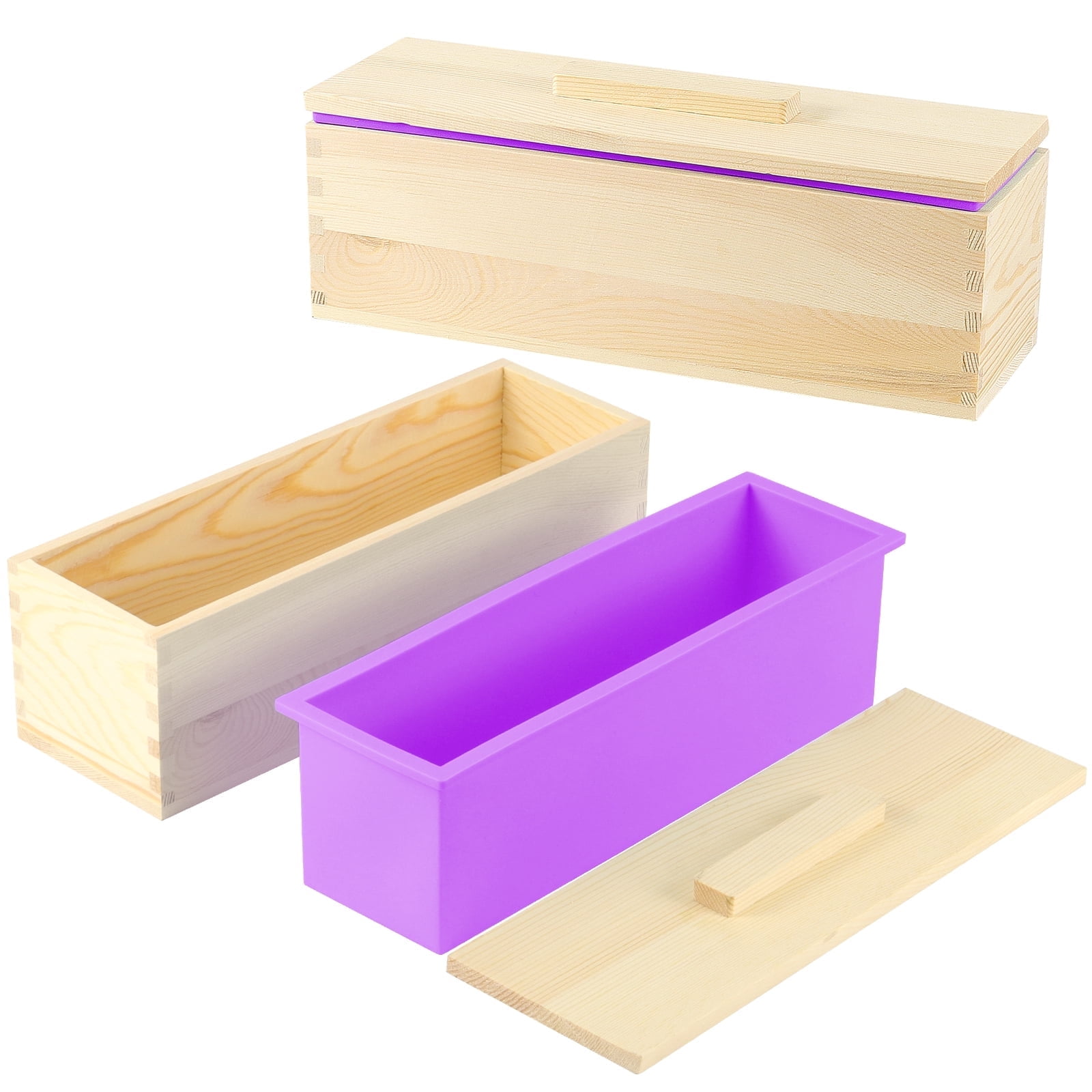 ZEONHAK 2pcs 42oz Purple Silicone Loaf Soap Molds, Rectangular Soap ...