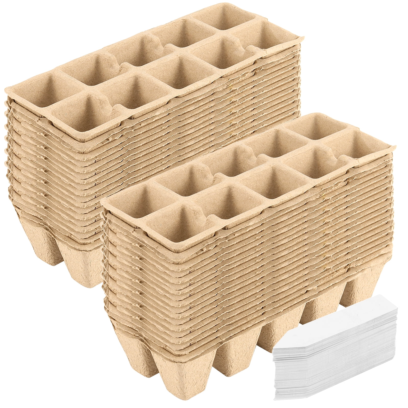 ZEONHAK 30 Pack 300 Cells Brown Peat Pots Trays, Peat Pots Seed Starter ...
