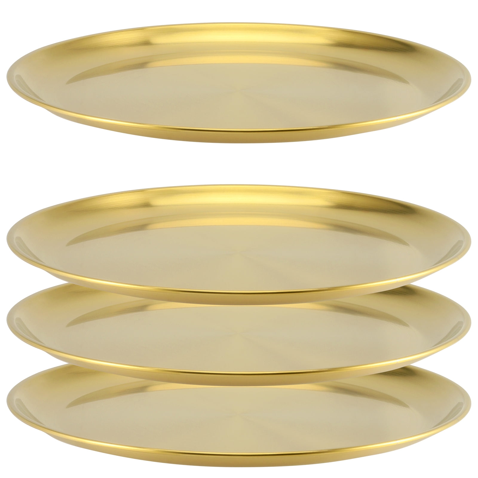 ZEONHAK 4 Pack 12 Inch Gold Stainless Steel Plate, Round Metal Dinner ...