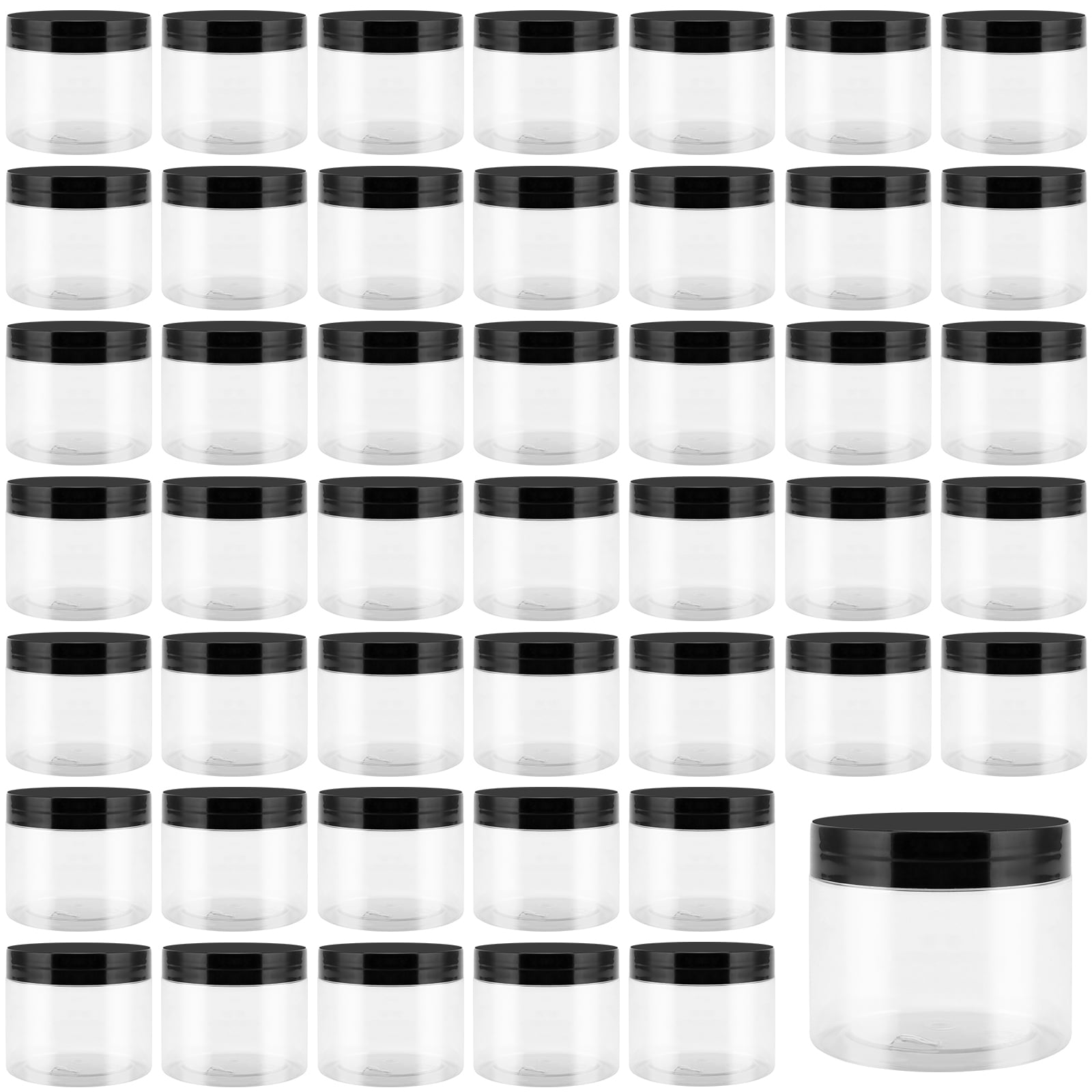 ZEONHAK 46 Pack 4oz Plastic Jars with Black Lid, 120ml Wide Mouth ...