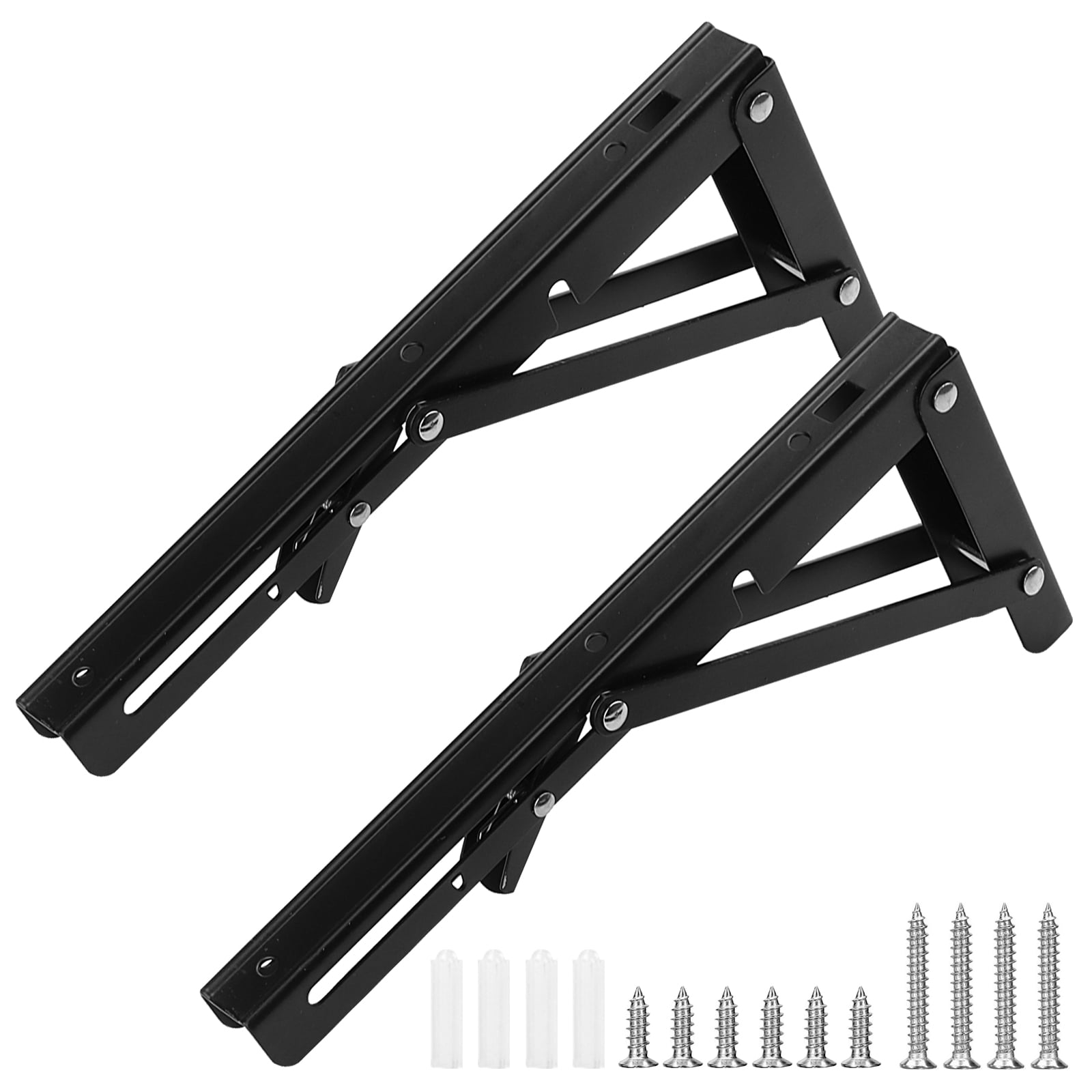 ZEONHAK 4pcs 10 Inch Black Folding Shelf Brackets, Metal Foldable Shelf ...