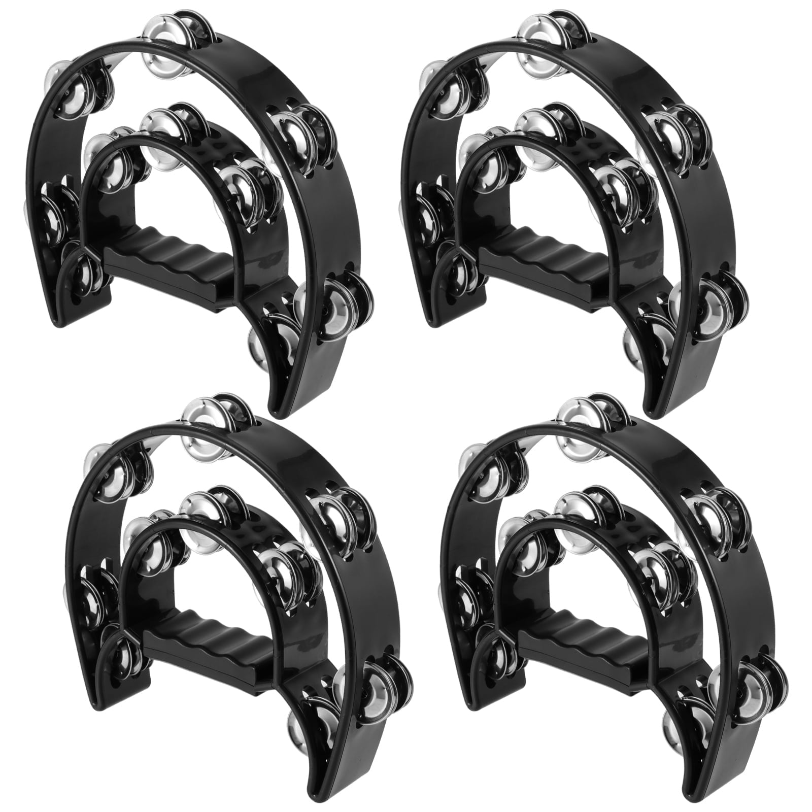 ZEONHAK 4pcs 9 Inch Double Row Tambourine, Black Half Moon Musical ...