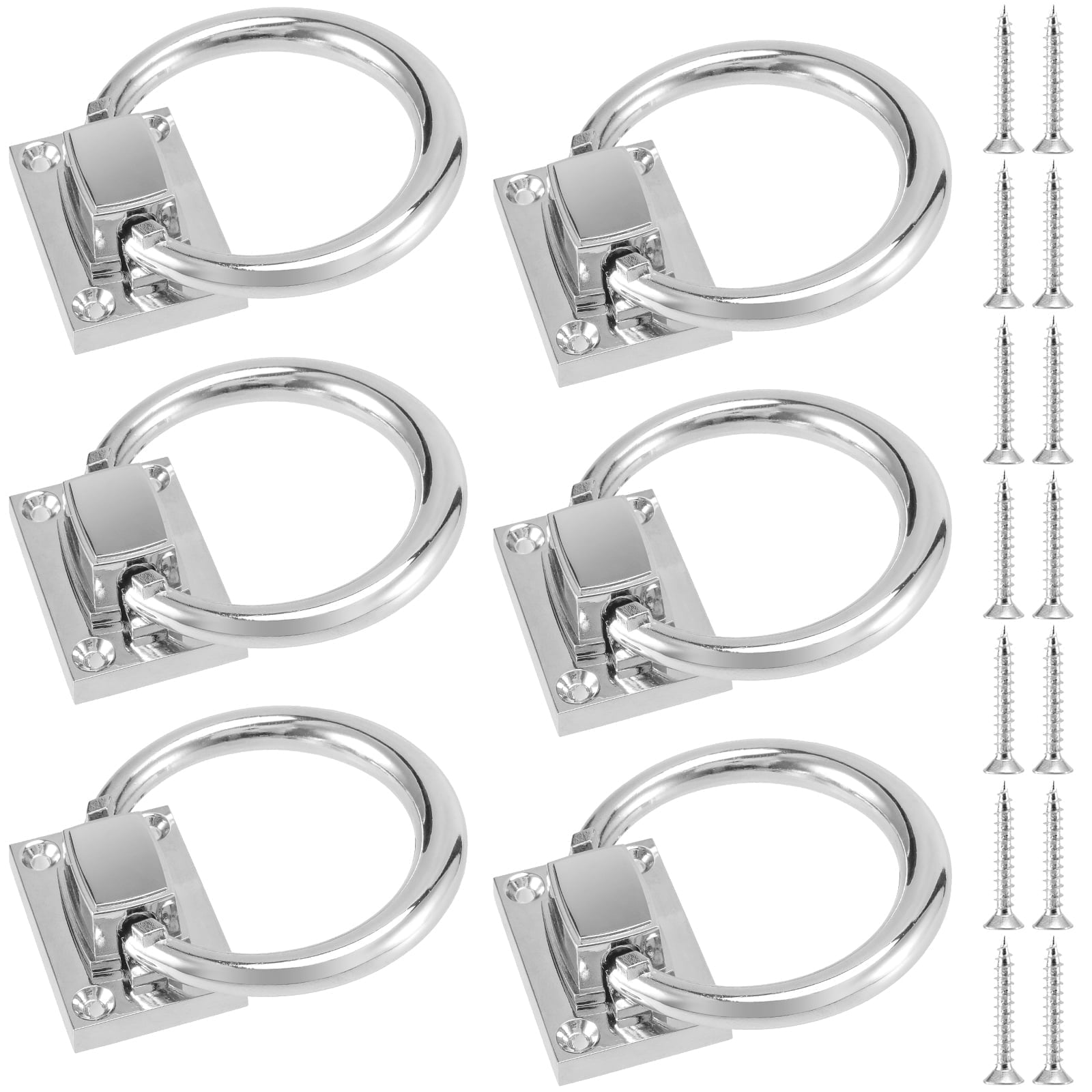 ZEONHAK 6 Pack 3 Inch Silver Drop Pulls Ring, Round Drop Rings Pulls Drawer Handle with Screws ...