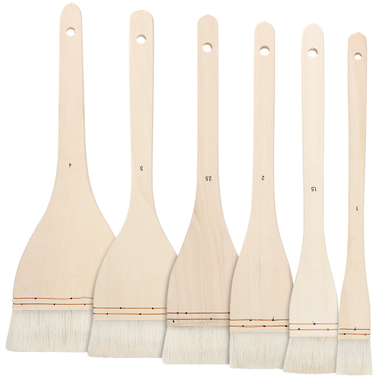 ZEONHAK 6 Pack 6 Sizes White Flat Hake Brush, Professional Flat Hake ...