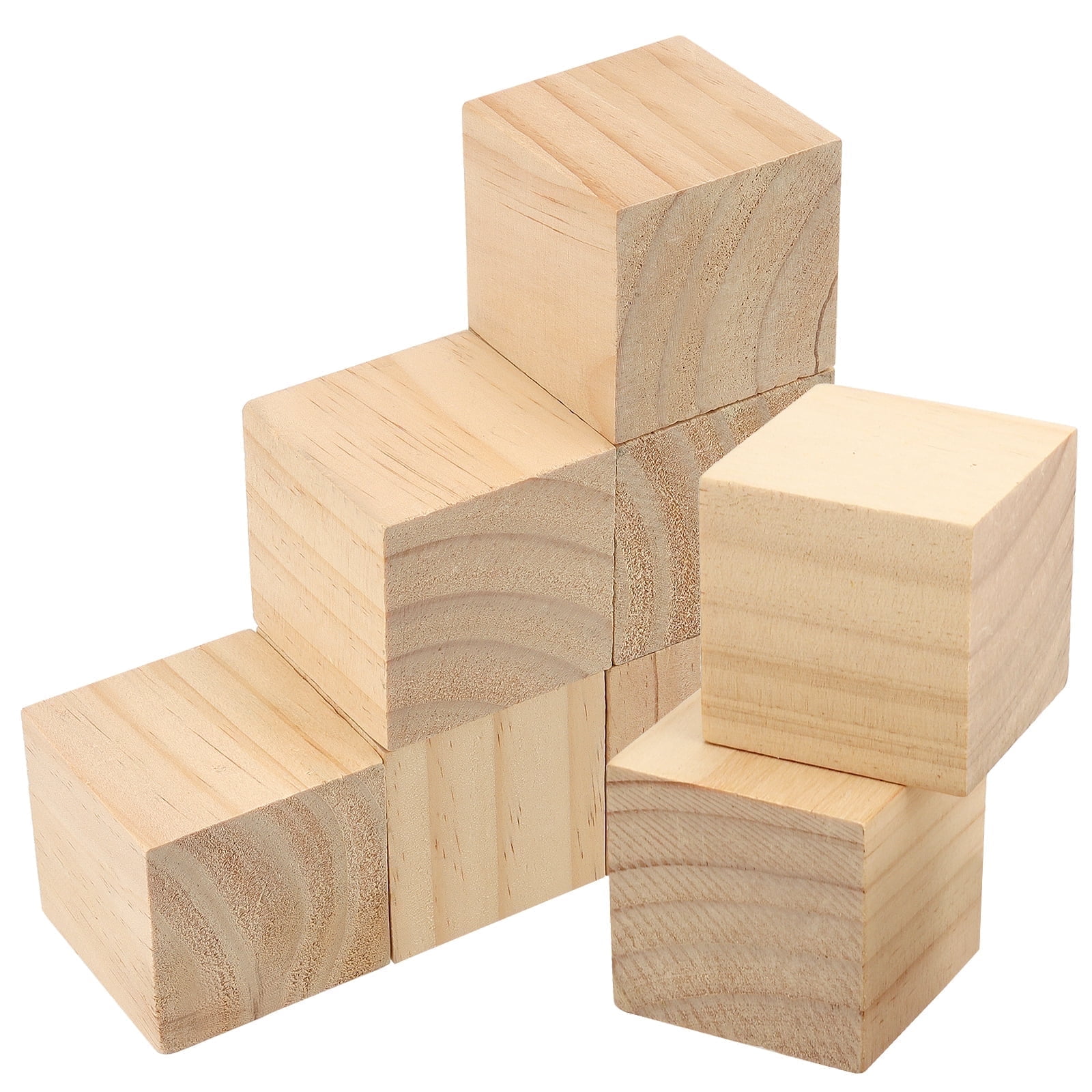 ZEONHAK 8 Pack 3 Inch Wooden Block Cubes, Unfinished Wooden Craft ...