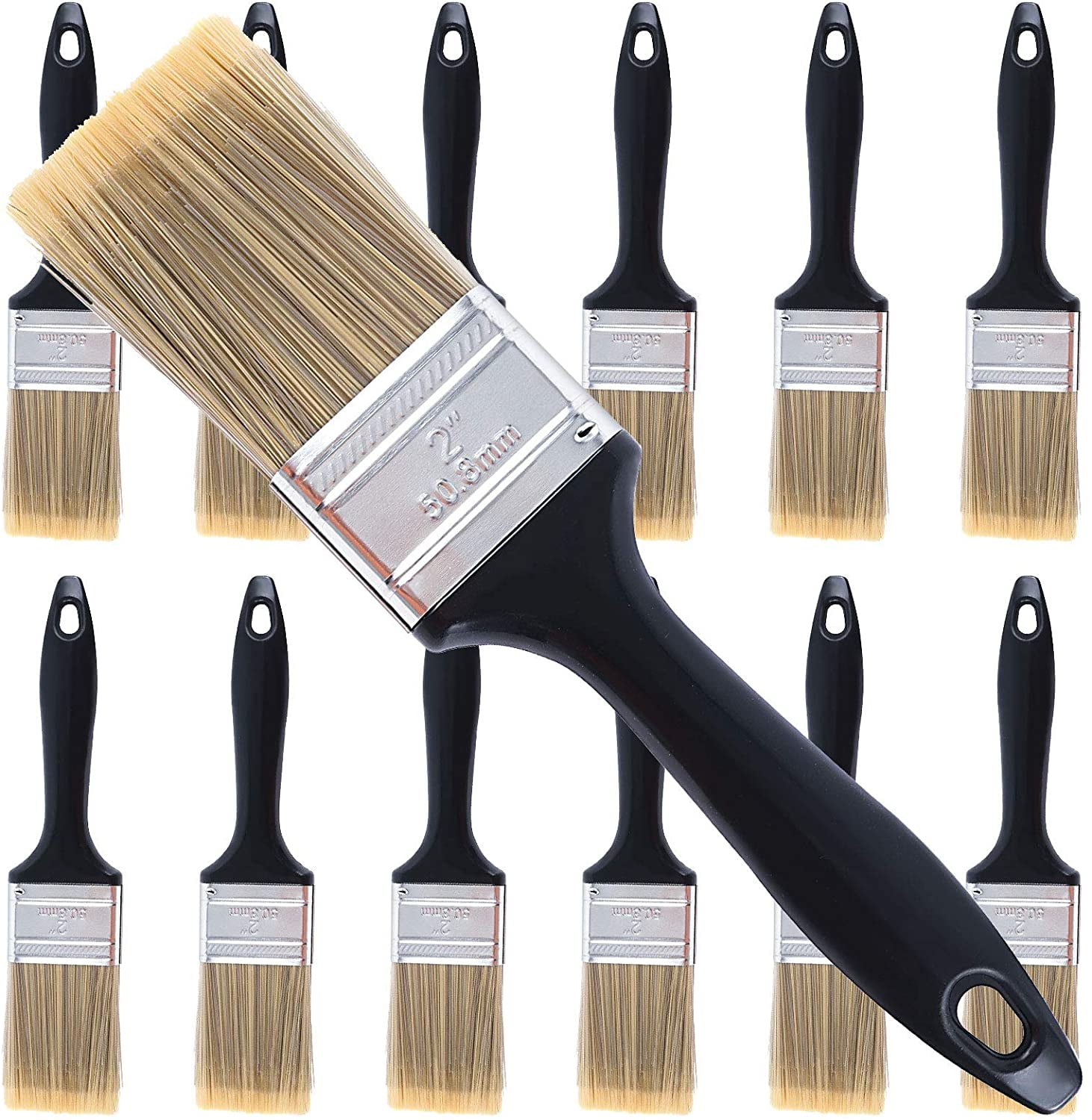 "ZEONHAK 12 Pack 2"" Nylon Bristle Paint Brushes with Plastic Handle ...