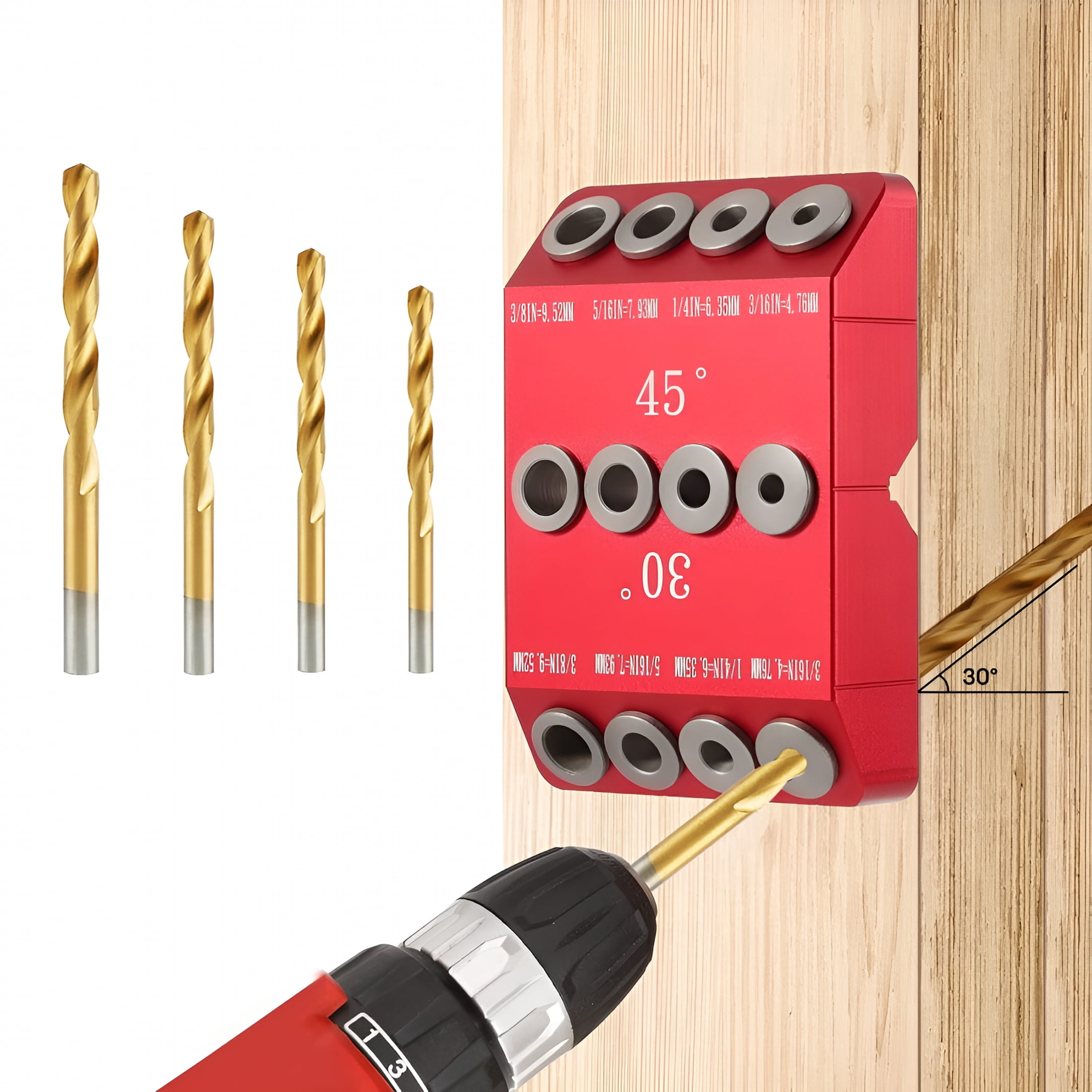 ZEPARO 30/45/90° Angle Drill Hole Guide Jig for Angled and Straight ...