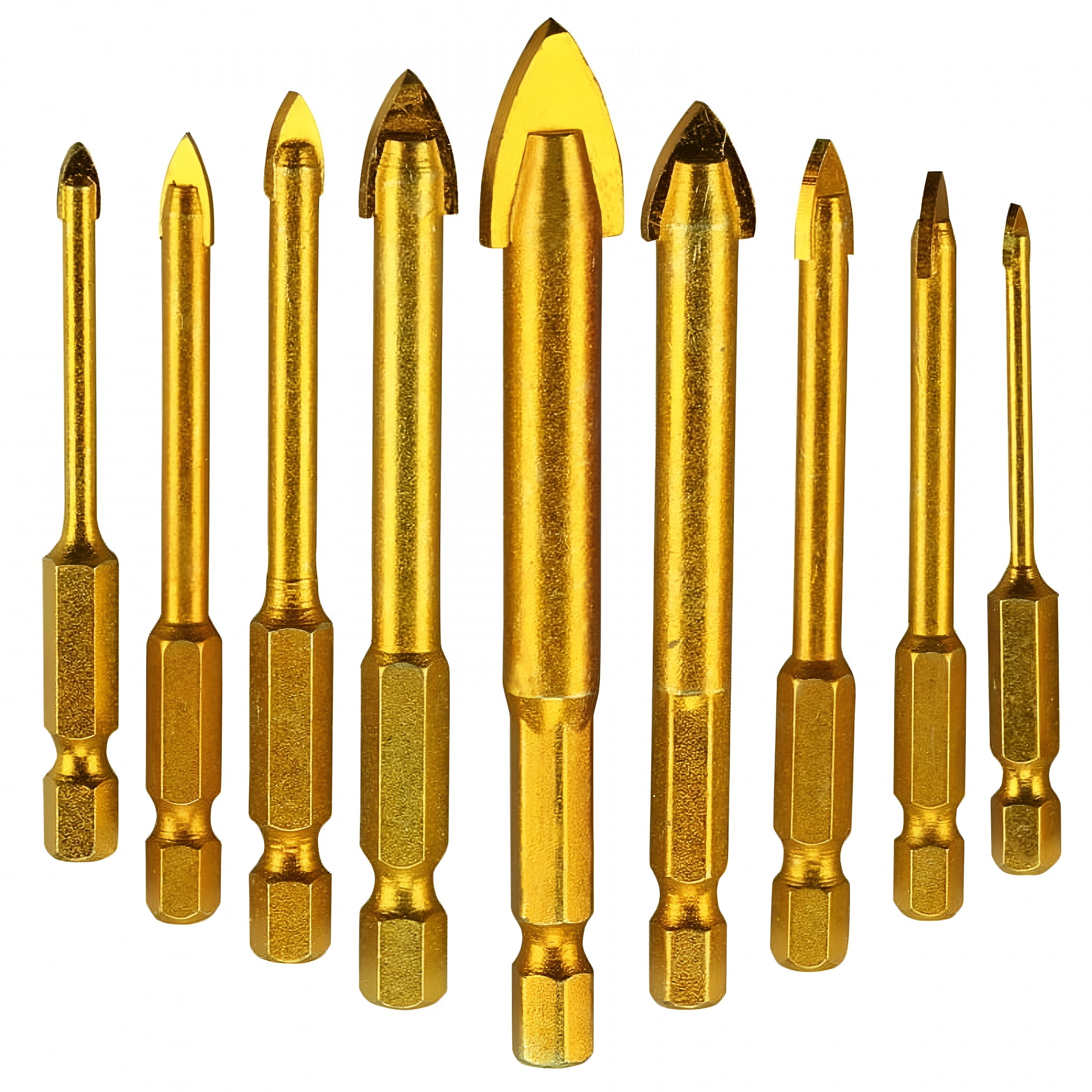 ZEPARO 9 pcs. Tile Drill Ceramic Drill Glass Drill Bits Set Hexagon ...