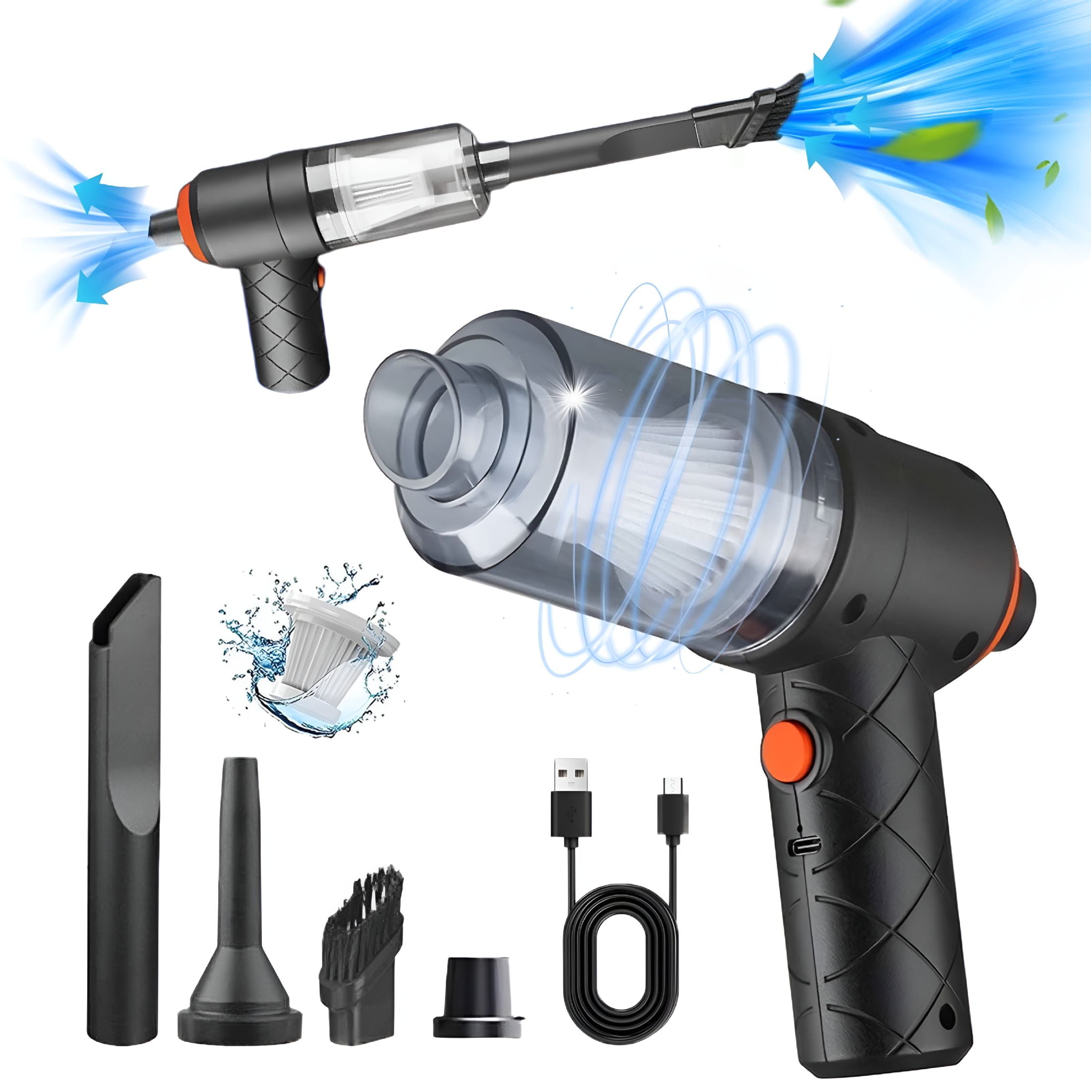 ZEPARO Compressed Air Duster & Mini Vacuum Keyboard Cleaner 2-in-1, New ...