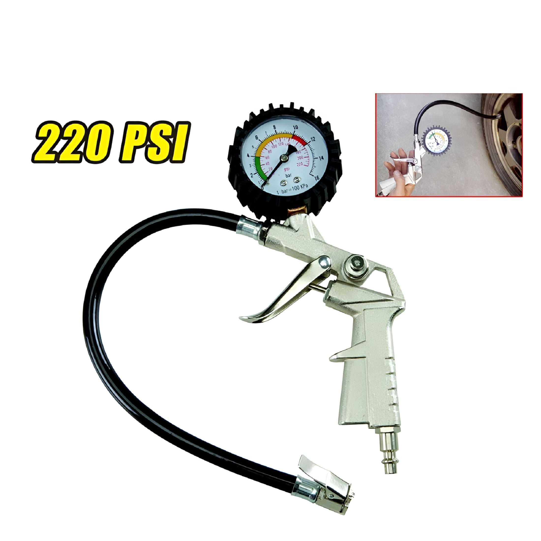 ZEPARO Tire Inflator w/ Pressure Gauge Filler Tool for Air Compressor ...