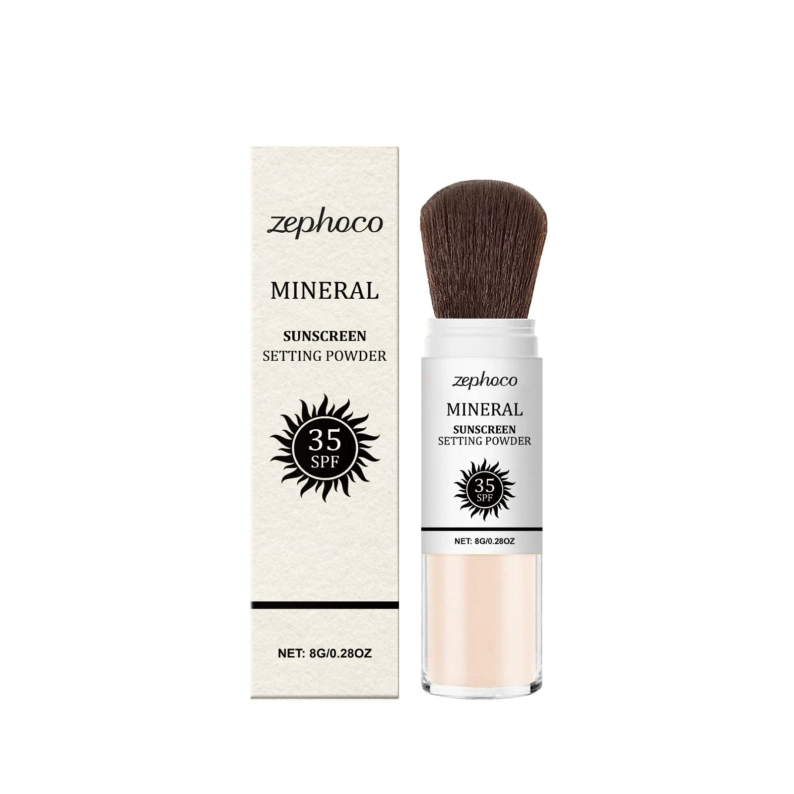 ZEPHOCO Sunscreen Setting Powder SPF 35, Mineral Brush Powder for Face ...
