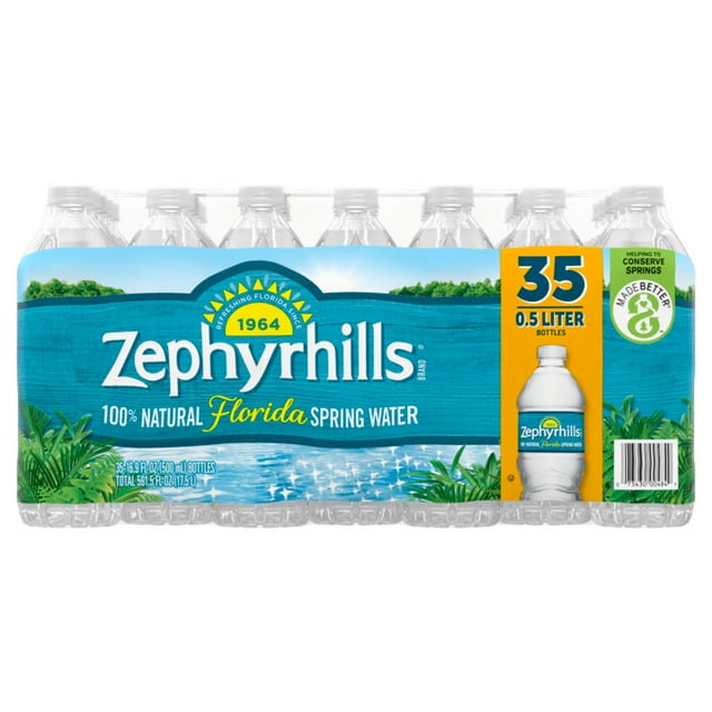 ZEPHYRHILLS Brand 100% Natural Spring Water, 16.9-ounce plastic bottles ...