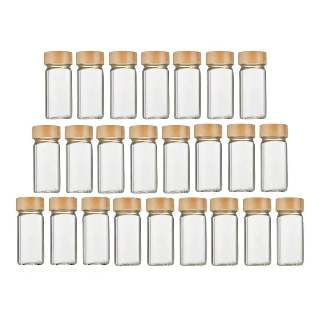 ZEPOLI Square Glass Spice Jars 120 ml Clear Glass Square Spice Jar ...