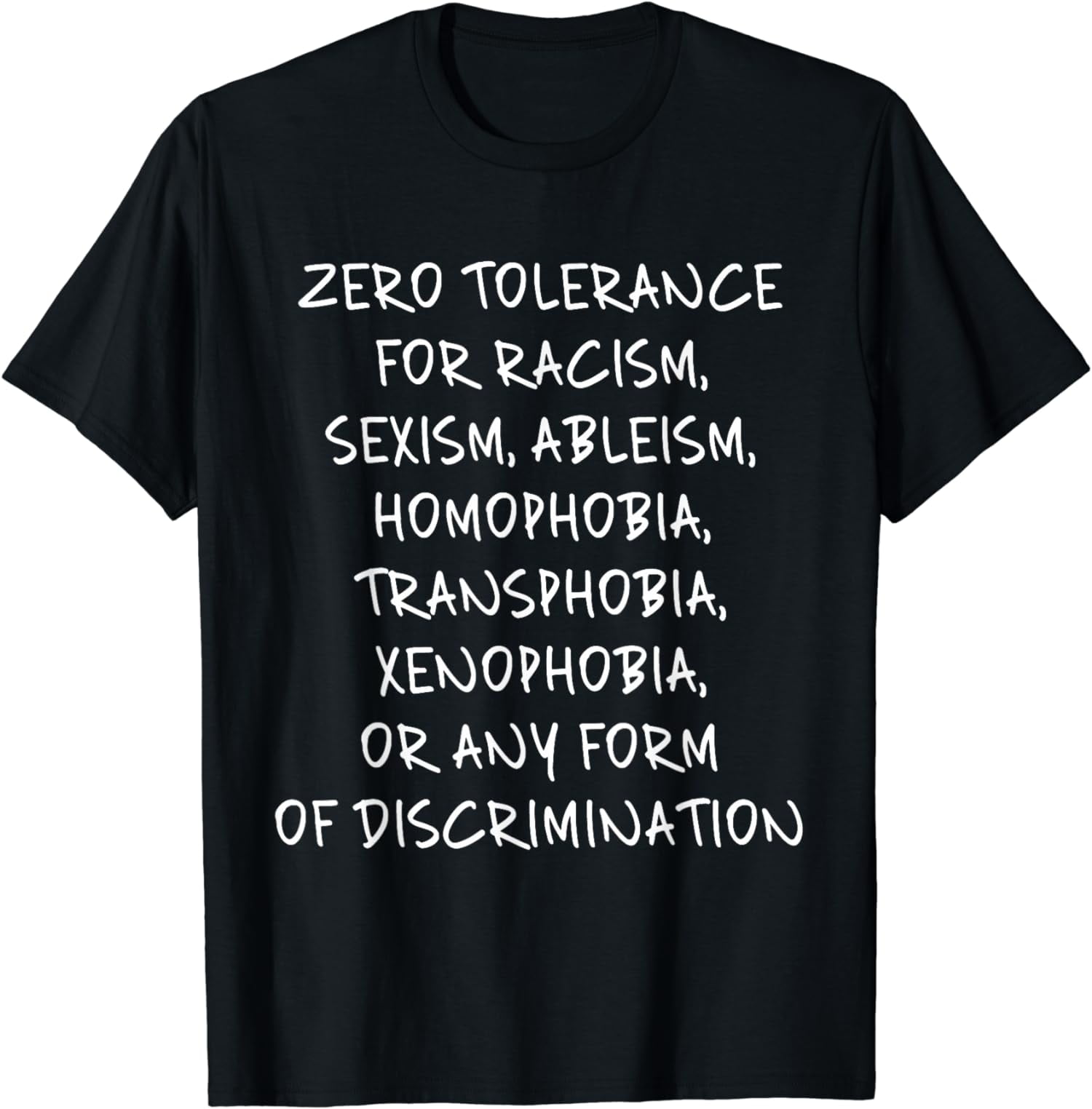 ZERO TOLERANCE FOR RACISM Sexism Homophobia Equal Rights T-Shirt ...