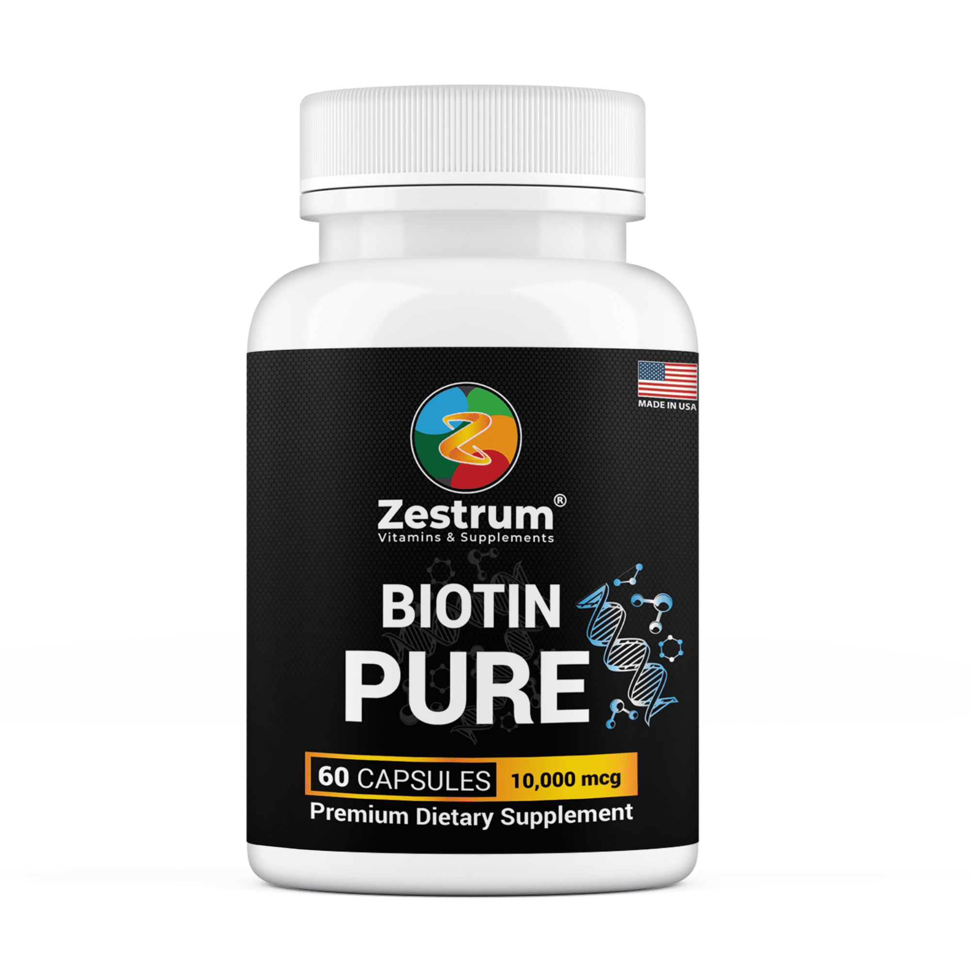 ZESTRUM Pure Biotin 10000mcg | High Potency Beauty Support Biotin Pure ...