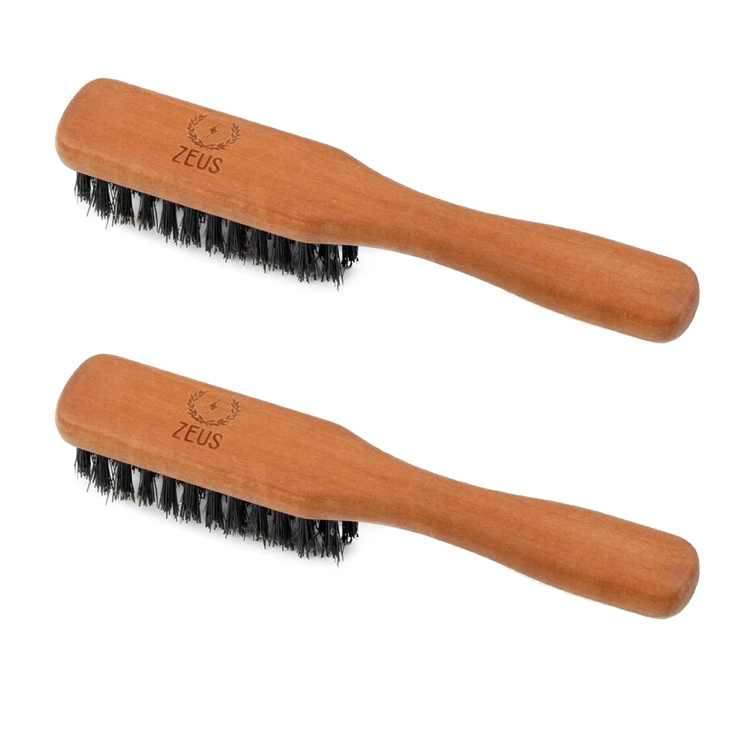 ZEUS Beard & Mustache Brush with Handle, 2 PACK â€“ (1) SOFT & (1) FIRM ...