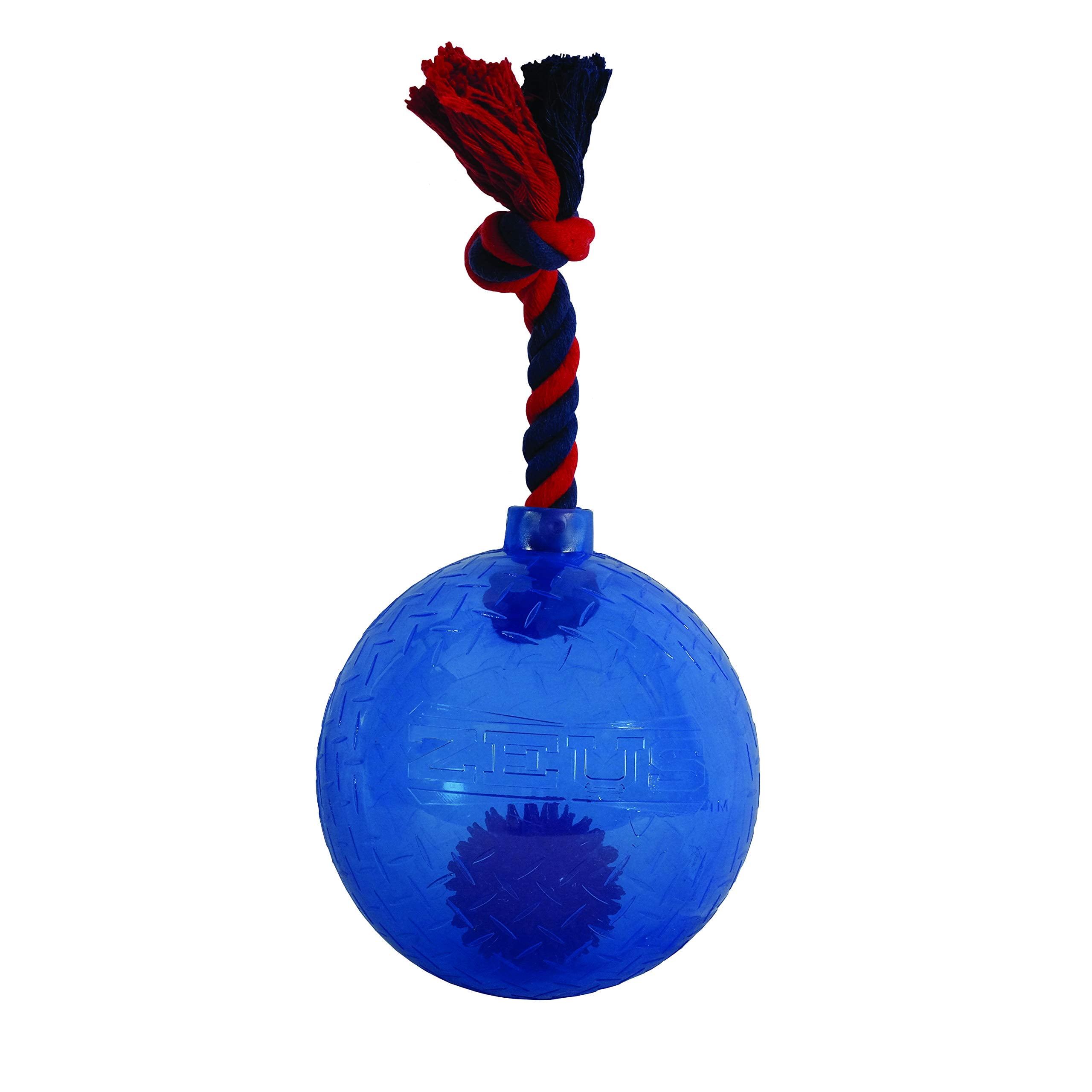 ZEUS Spark Tug Ball with Flashing LED, Large Dog Toy, Blue, 6.7 in ...