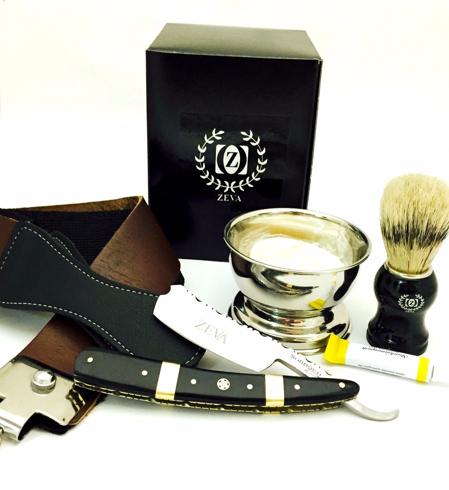 ZEVA SOLINGEN LUXURY CUT THROAT STRAIGHT RAZOR SHAVING GIFT SET, DOVO ...