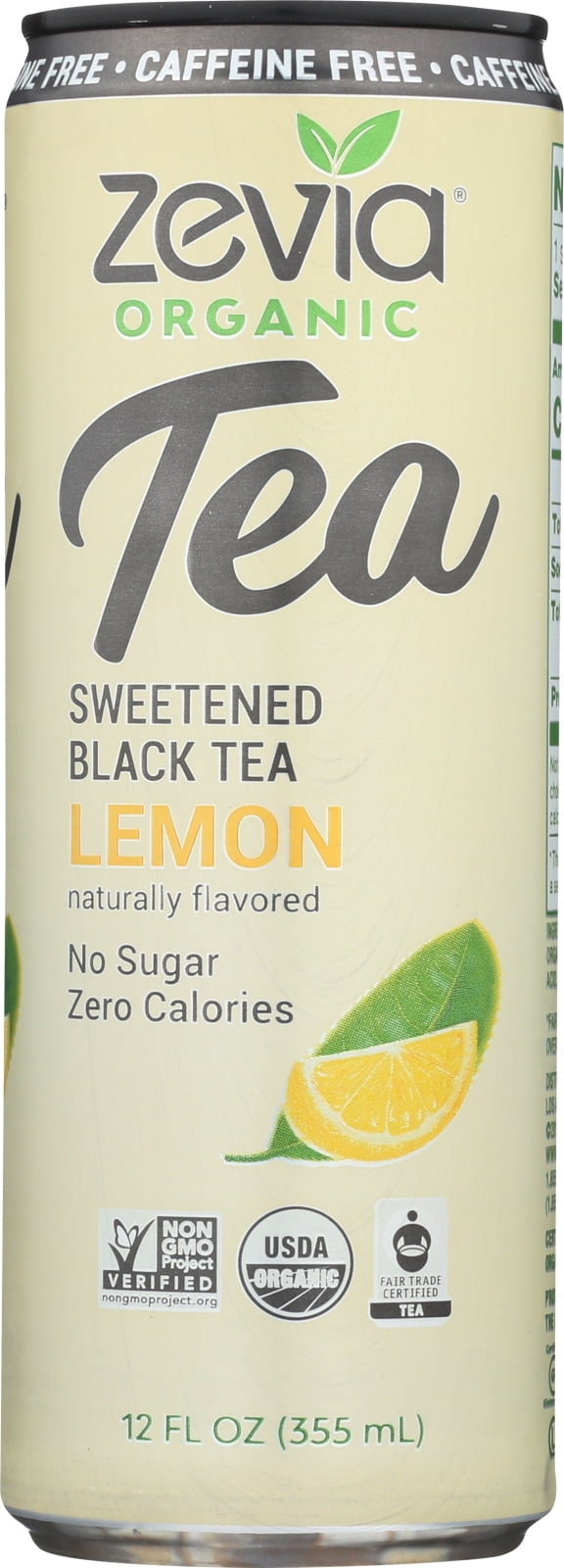 ZEVIA TEA BLACK LEMON CAFFEINE FREE ORGANIC 12 FL OZ - Walmart.com