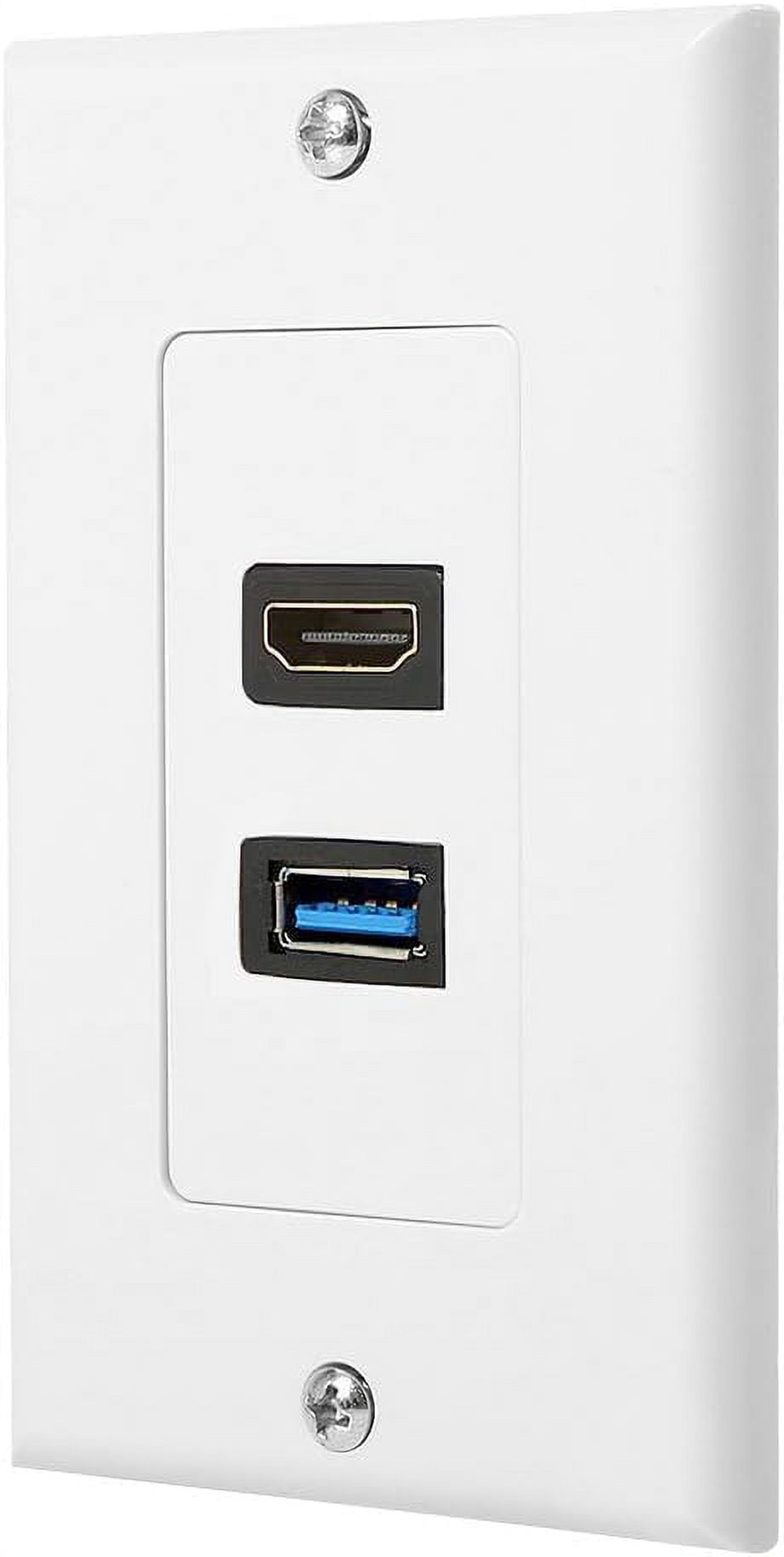 ZEXMTE HDMI and USB 3.0 Wall Plate HDMI Wall Charger Outlet Mount ...