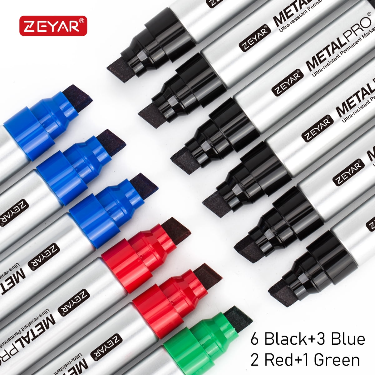ZEYAR Permanent Markers, JUMBO Size, Set of 12, Premium Waterproof ...