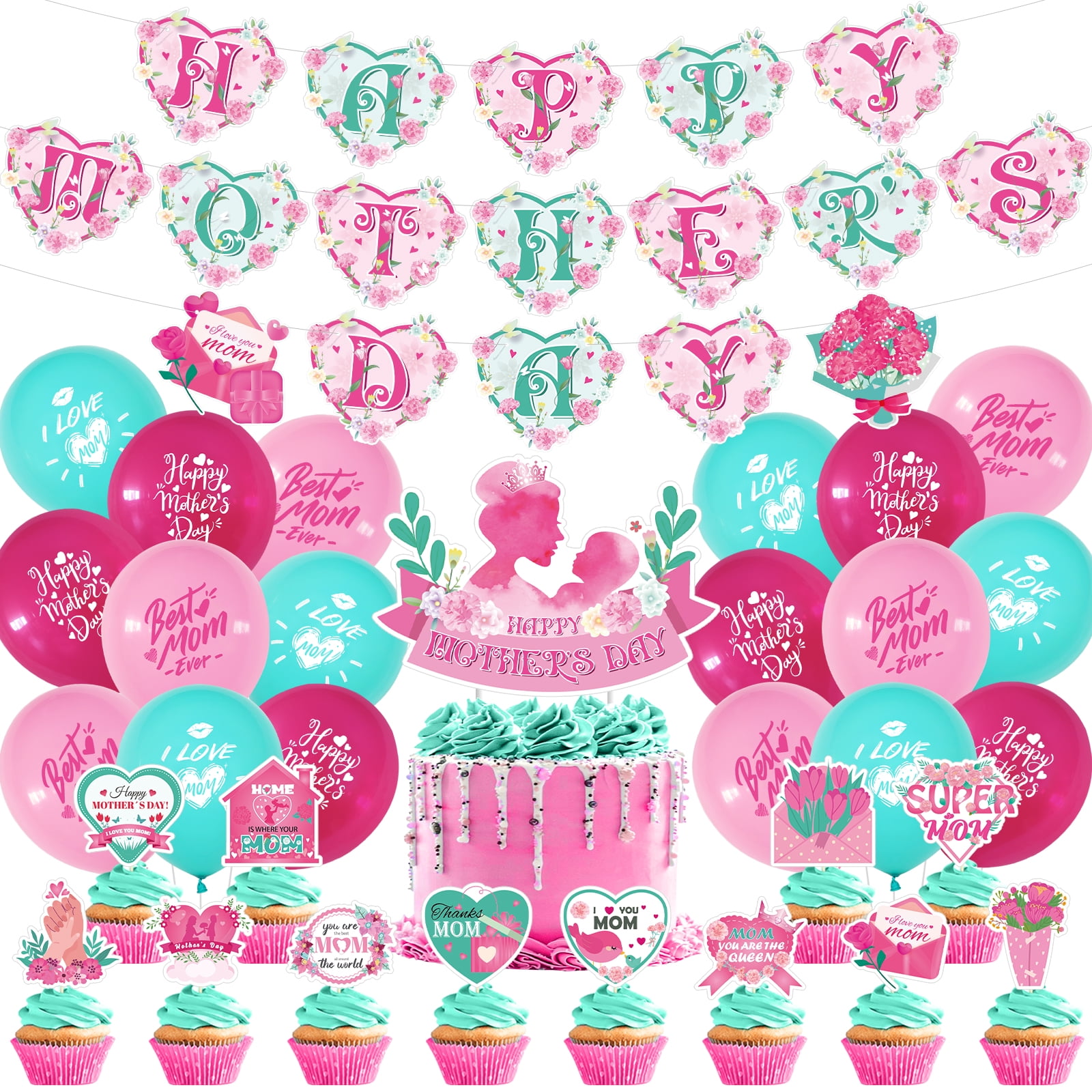 ZEYGC 43Pcs Mothers Day Decorations for Party with Happy Mother's Day ...