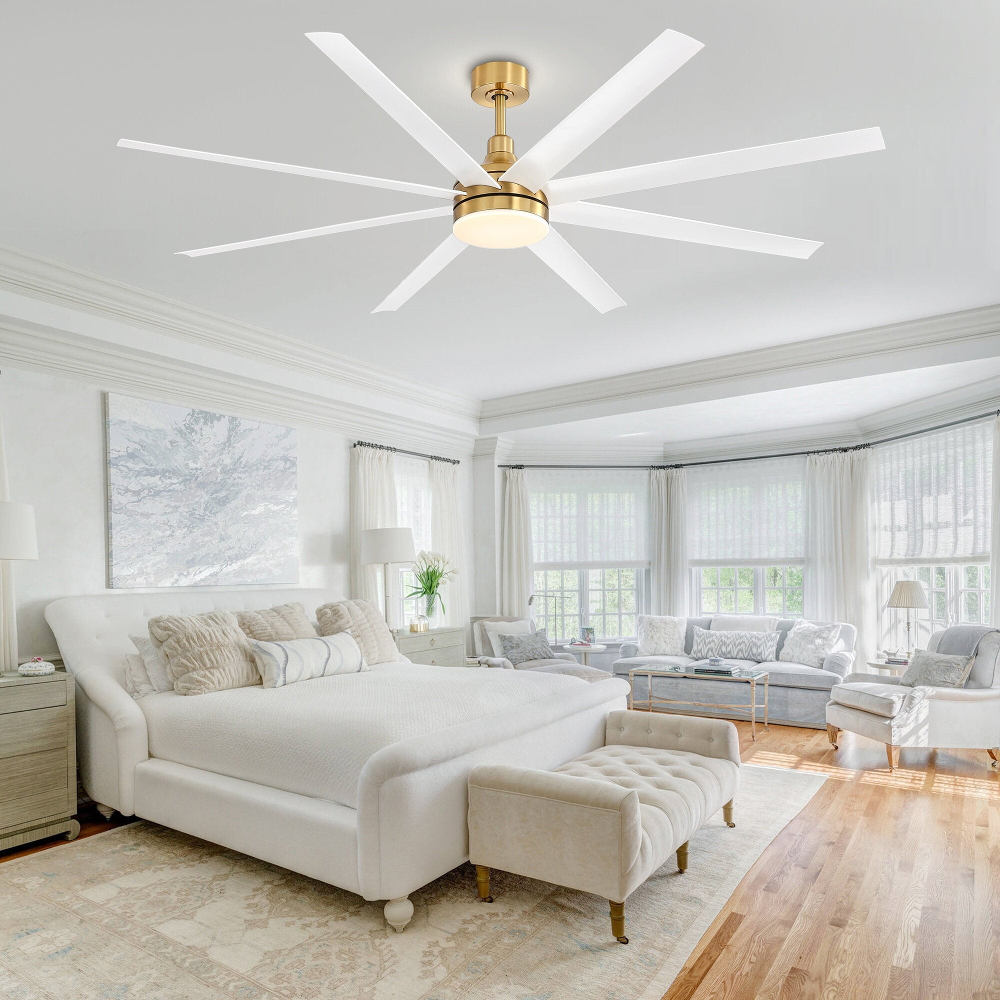 ZEYU INC 72" Easy Install Large Ceiling Fans with LED Light Remote ...