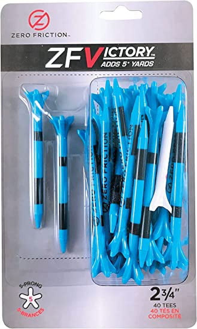 Zero Friction Victory 5 Prong 2-3/4 Cyan Blue Golf Tees - Walmart.com