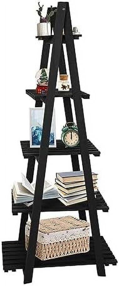 ZFGSUIJN 5 Tier Ladder Living Room Ladder Bookshelf Home Office Display ...
