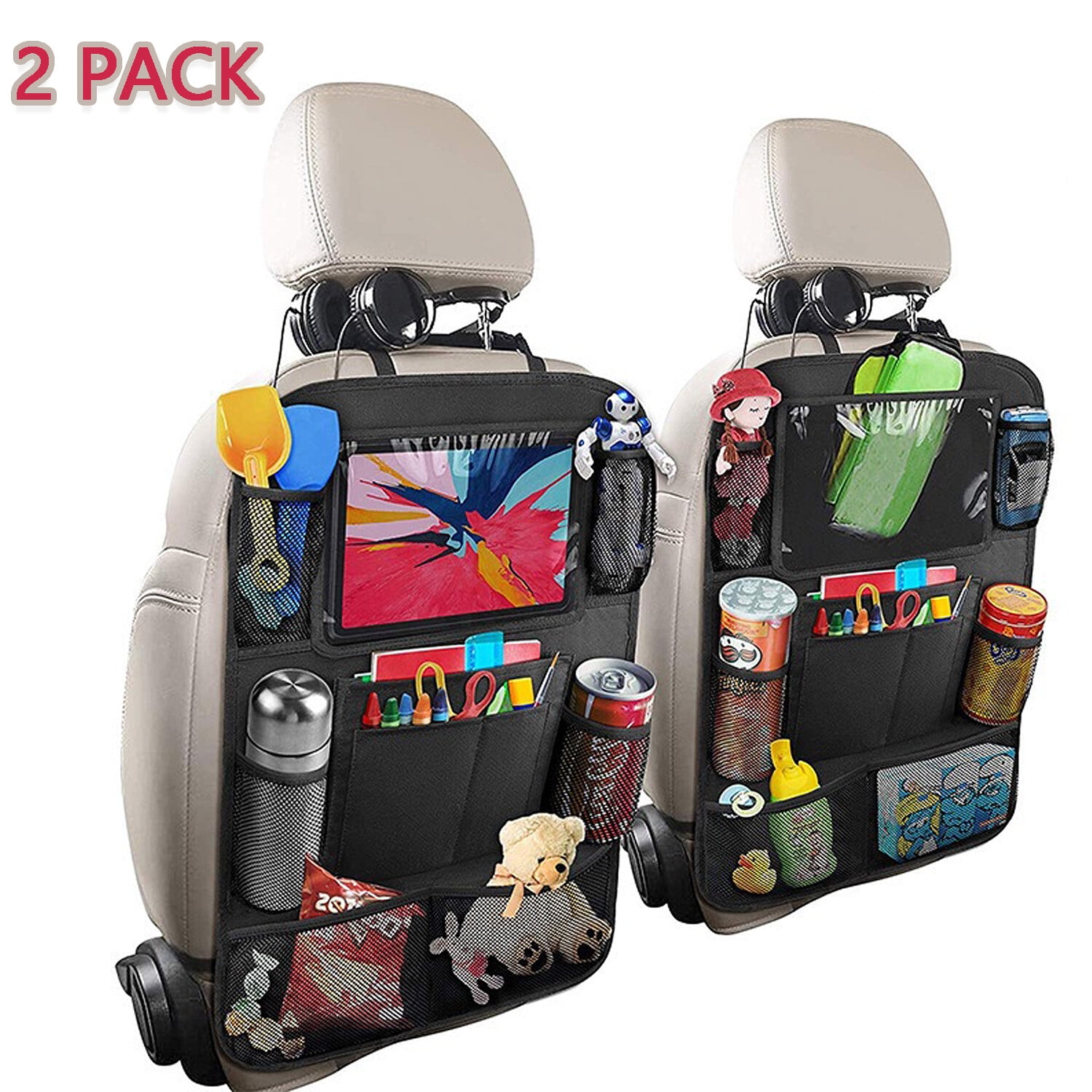 ZFITEI Universal 2 Pack Backseat Car Organizer, 10 Pockets, Waterproof ...