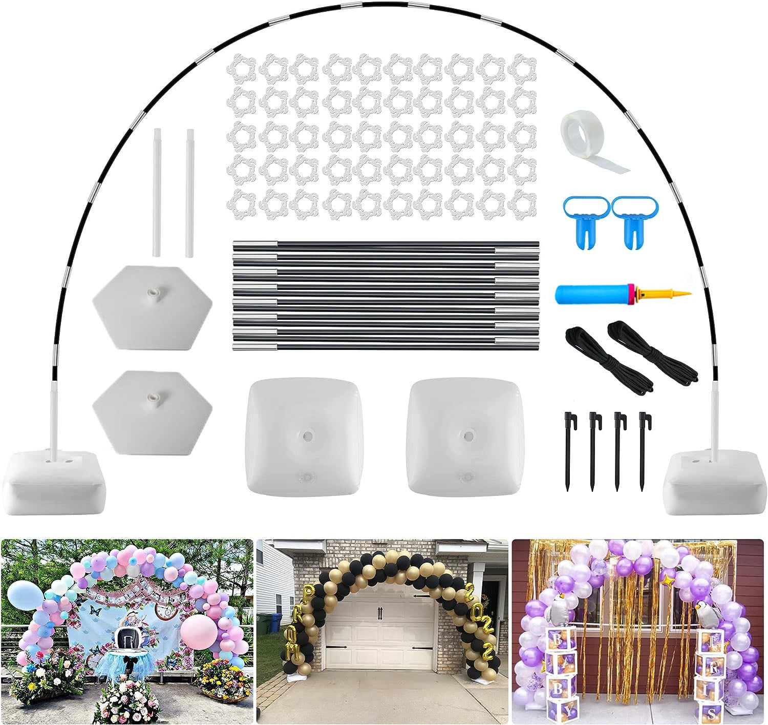 ZFITEI 10ft & 9ft Adjustable Balloon Arch Stand Kit with Accessories ...