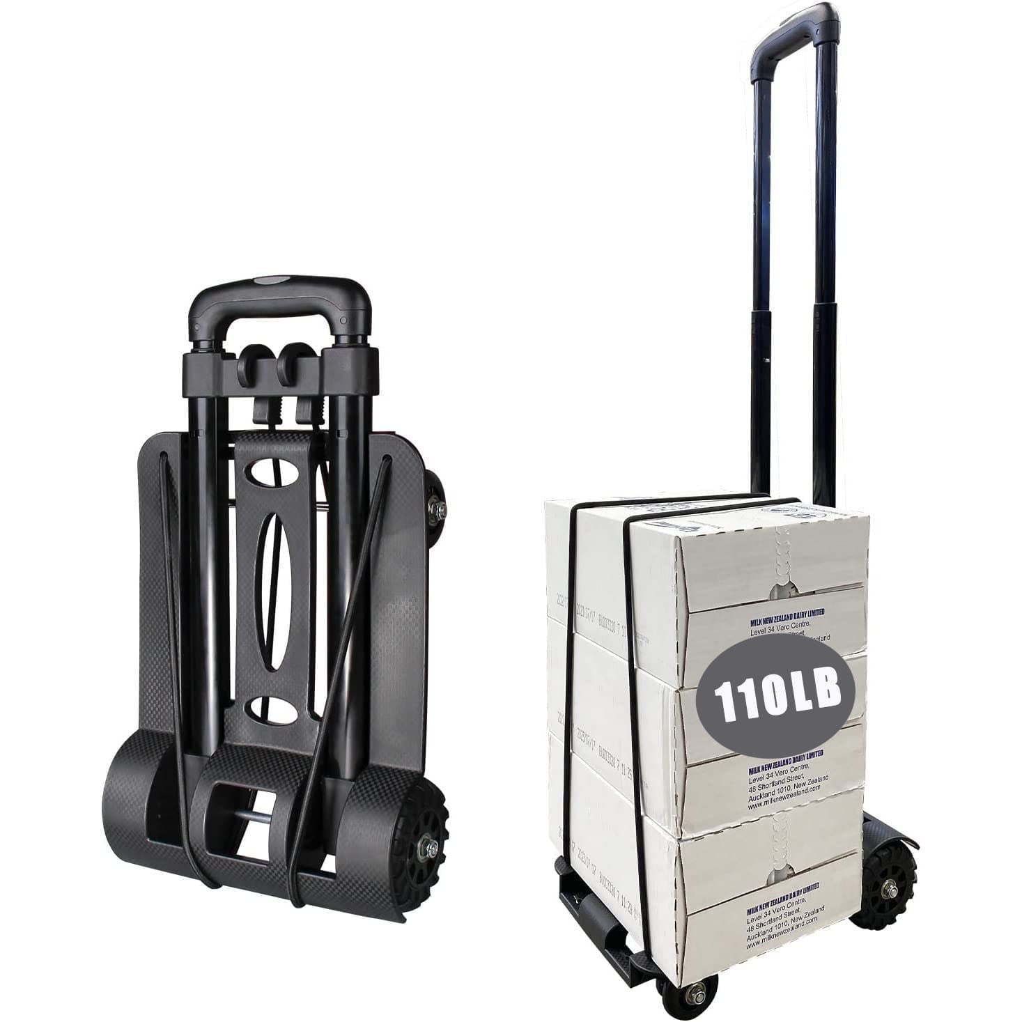 Portable Folding Trolley Luggage Cart, 4 Wheels, 110 lbs Capacity for ...