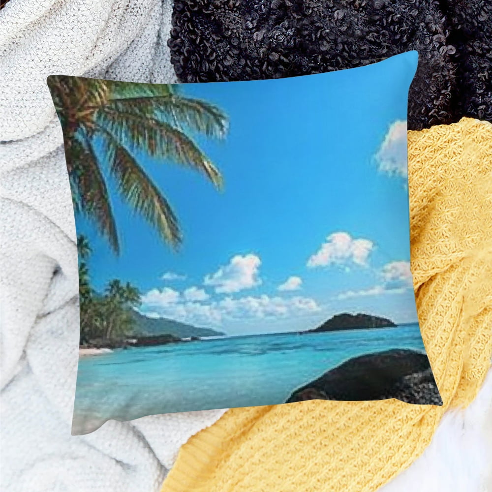 ZFLMY 100% Linen Pillow Covers Palm Trees Farmhouse Decor Set of 1 ...