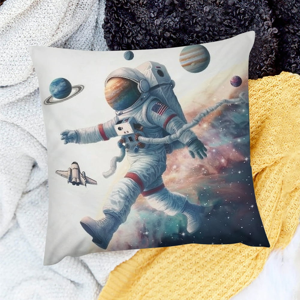 ZFLMY Astronaut Planets Space Shuttle Linen Pillow Covers Decoration ...