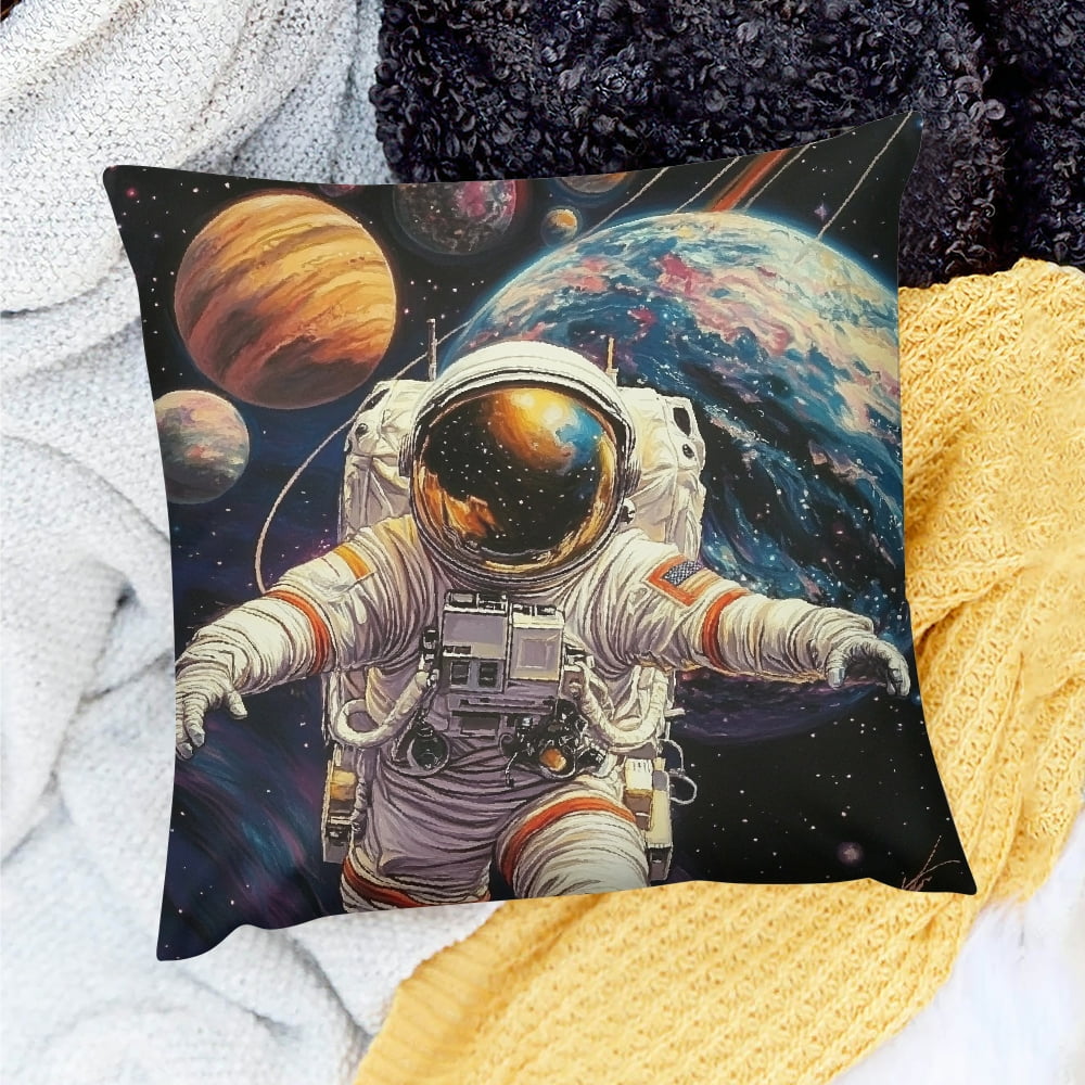 ZFLMY Astronaut Throw Pillow Covers Planets Astronauts Decor Pillowcase ...