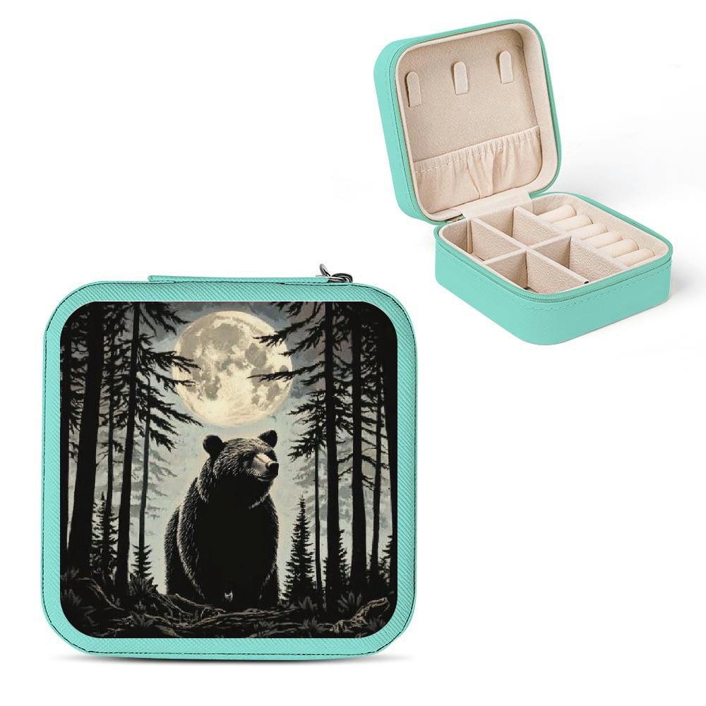 ZFLMY Bear Forest Full Moon Jewelry Box for Necklace, Ring, Earring ...