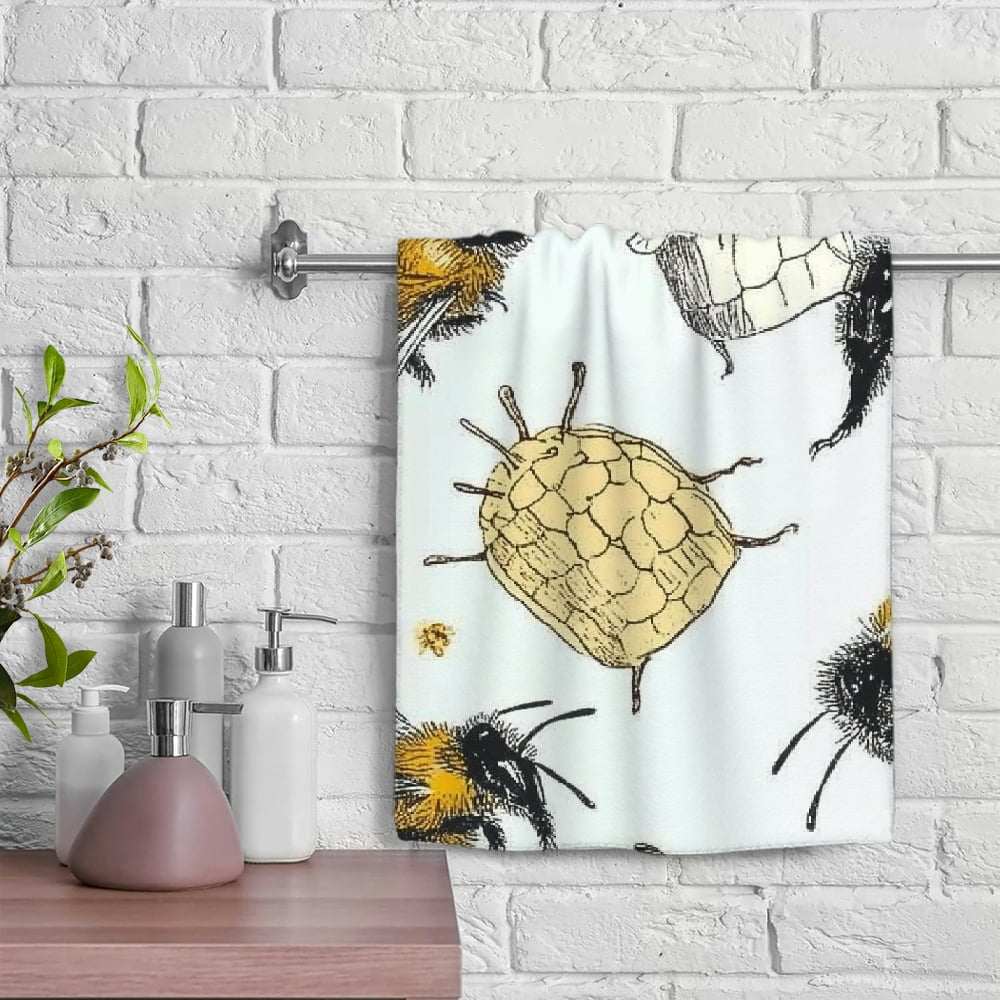 ZFLMY Bees Honeybees Pattern Hand Towel 100% Polyester Spa Towel Funny ...