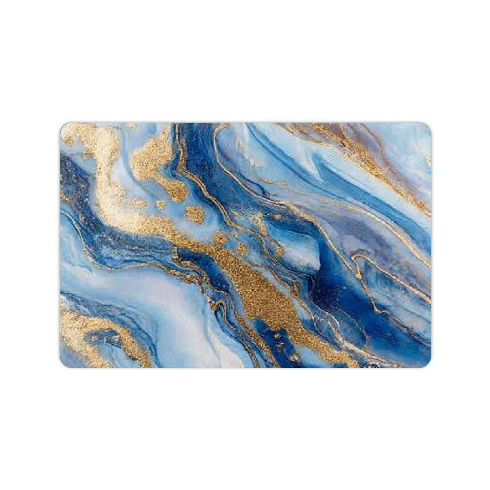 ZFLMY Blue Gold Marble Diatom Mud Bath Mat Fast Absorption Home Decor ...