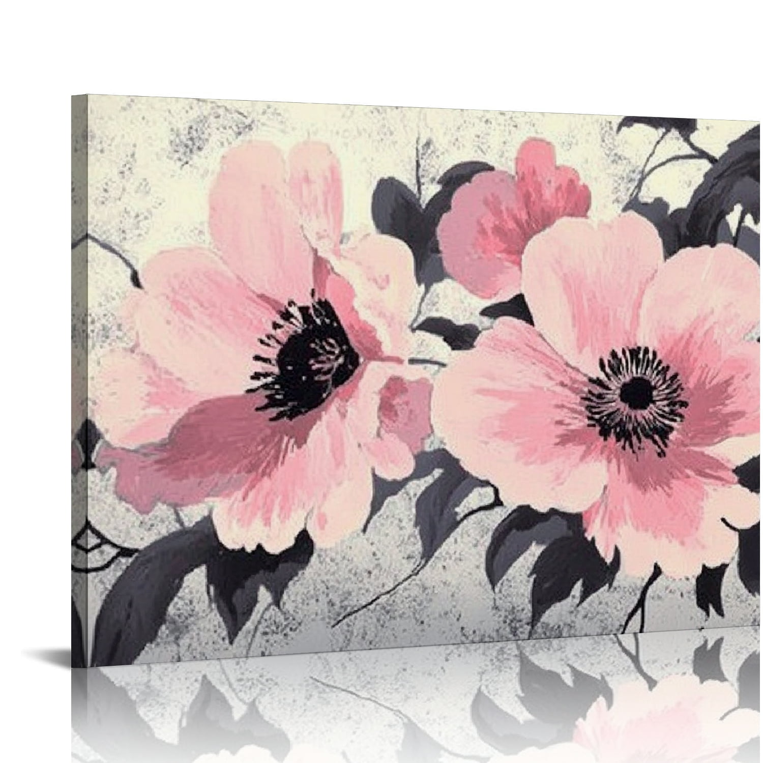 ZFLMY Canvas Wall Art Pink Flowers Wall Decoration Floral Painting Gary ...