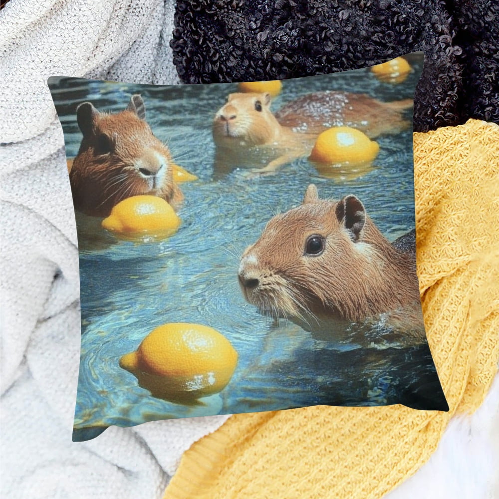 ZFLMY Capybara Pillow Cover for Bed Couch, Funny Capybaras Throw Pillow ...